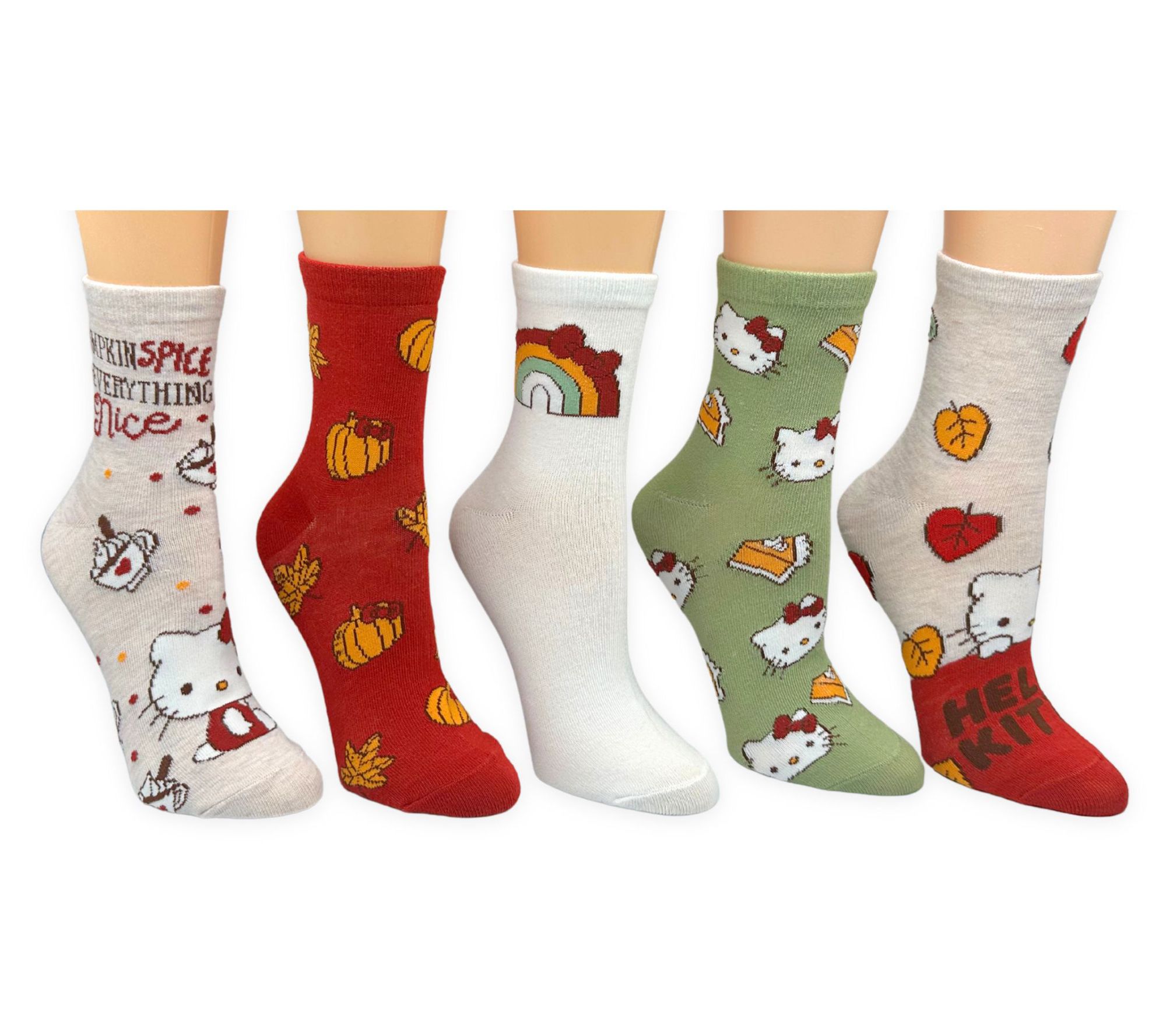 Ladies' Set of 5 Hooray for Harvest CharacterCapri Socks - QVC.com