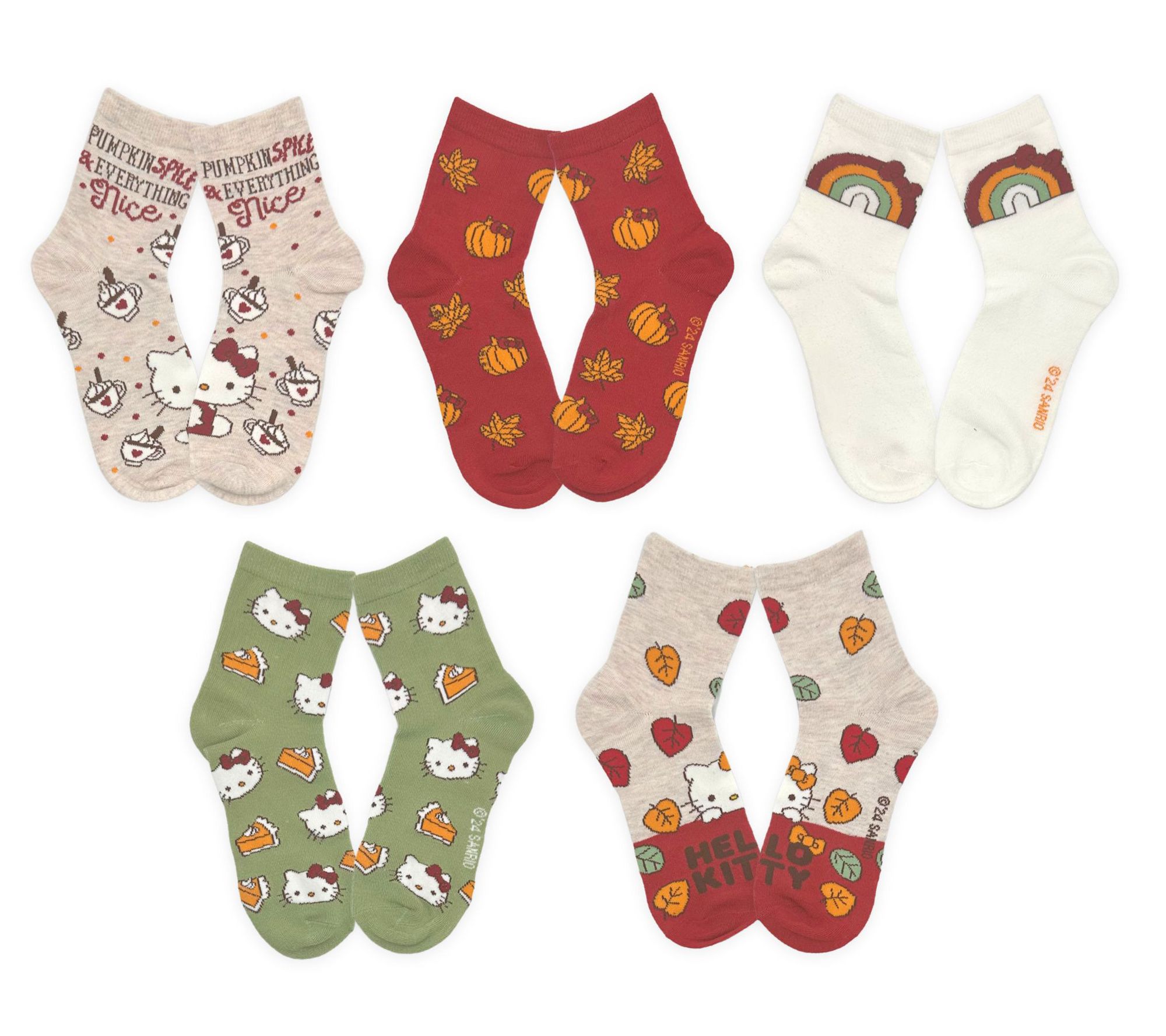 Ladies' Set of 5 Hooray for Harvest CharacterCapri Socks - QVC.com