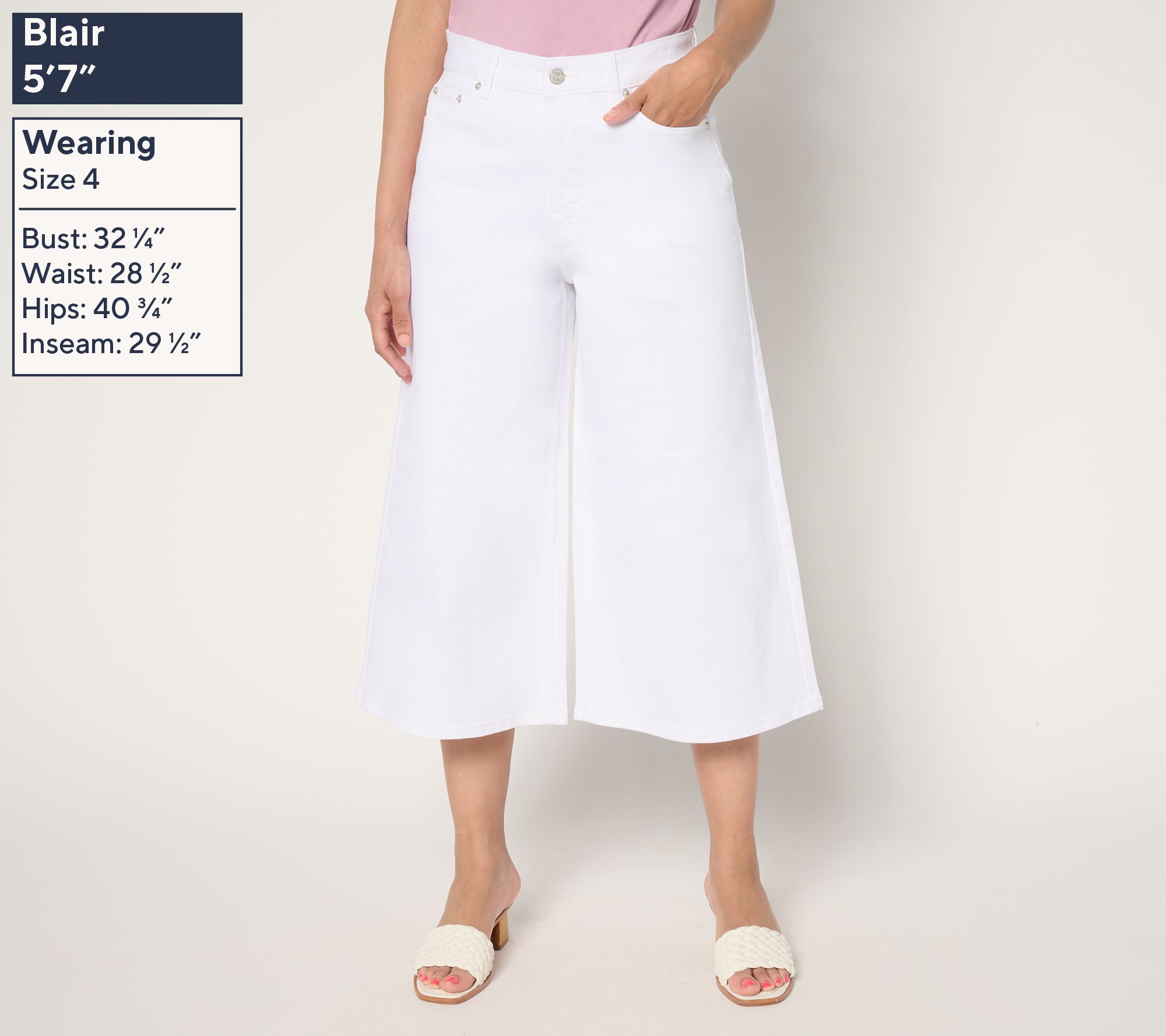 "As Is" Me by Jennie Garth Reg White Monty Wide Leg Cropped Jean - QVC.com