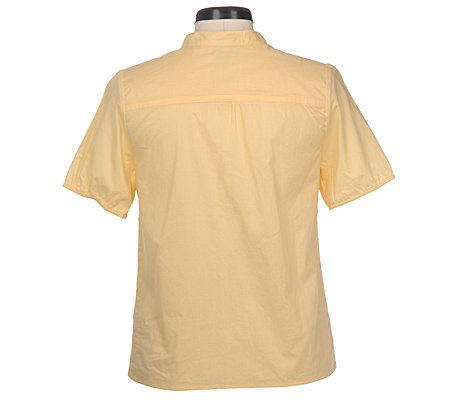 Dialogue Cotton Lawn Short Sleeve Blouse with Pintuck Detail - QVC.com