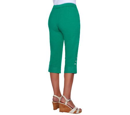 Quacker Factory DreamJeannes Convertible Capris with Rhinestones - QVC.com