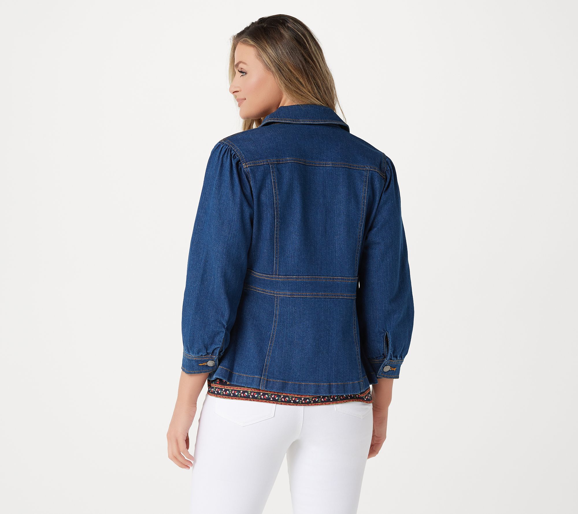 Du Jour Denim Jacket with Puff Sleeves - QVC.com