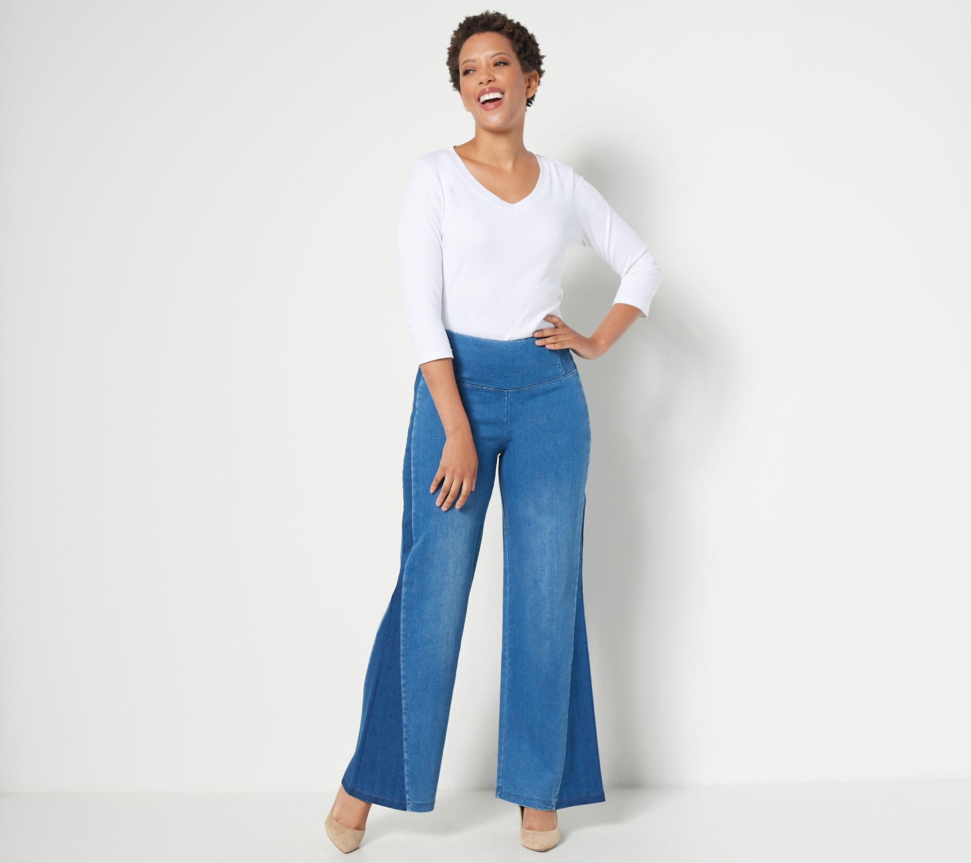 "As Is" Women with Control Tall My Wonder Denim Two Tone Pants - QVC.com