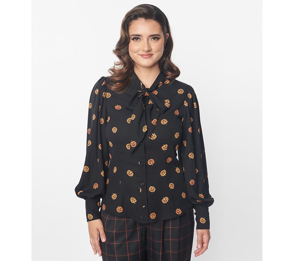 Unique Vintage 1950s Tie Neck Gwen Blouse - QVC.com