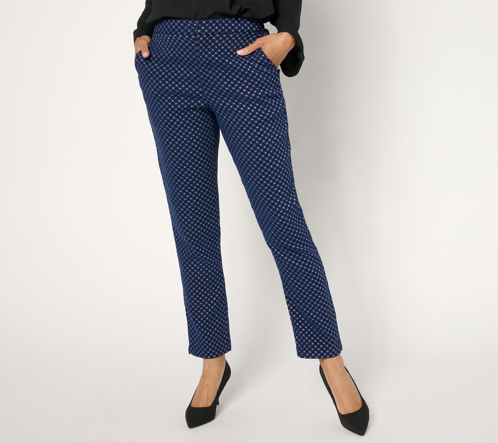 Joan Rivers Petite Jacquard Metallic Ankle Pant - QVC.com