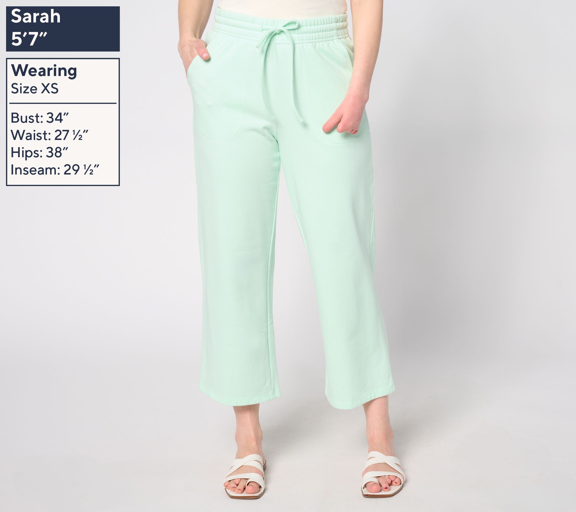 Belle Beach by Kim Gravel Regular Seaside Sweats Crop Pants - QVC.com