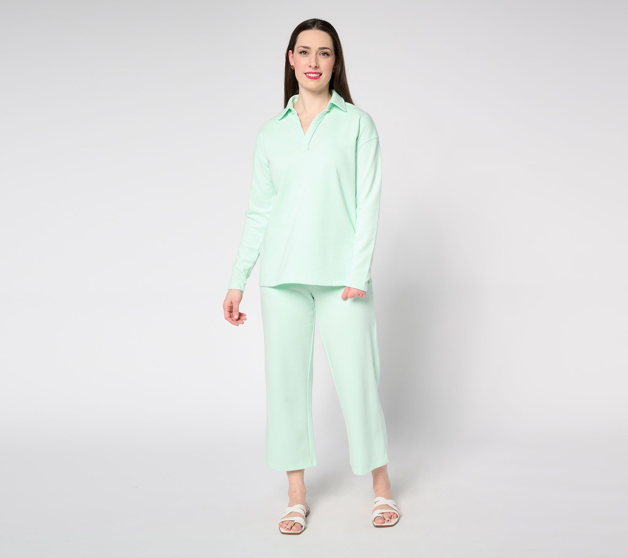 Belle Beach by Kim Gravel Regular Seaside Sweats Crop Pants - QVC.com