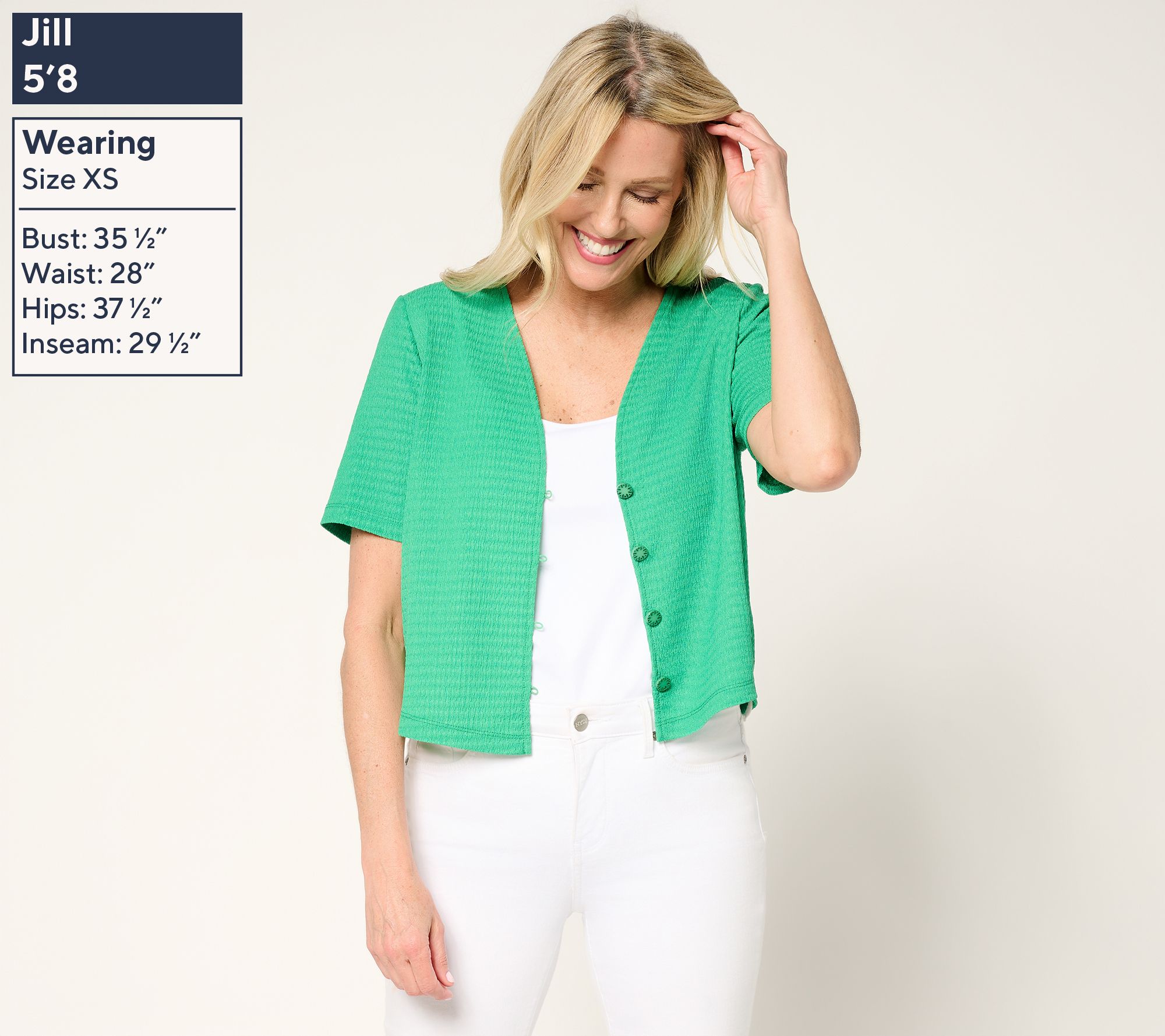 "As Is" Susan Graver Textured Knit Button Front Short Sleeve Shrug - QVC.com