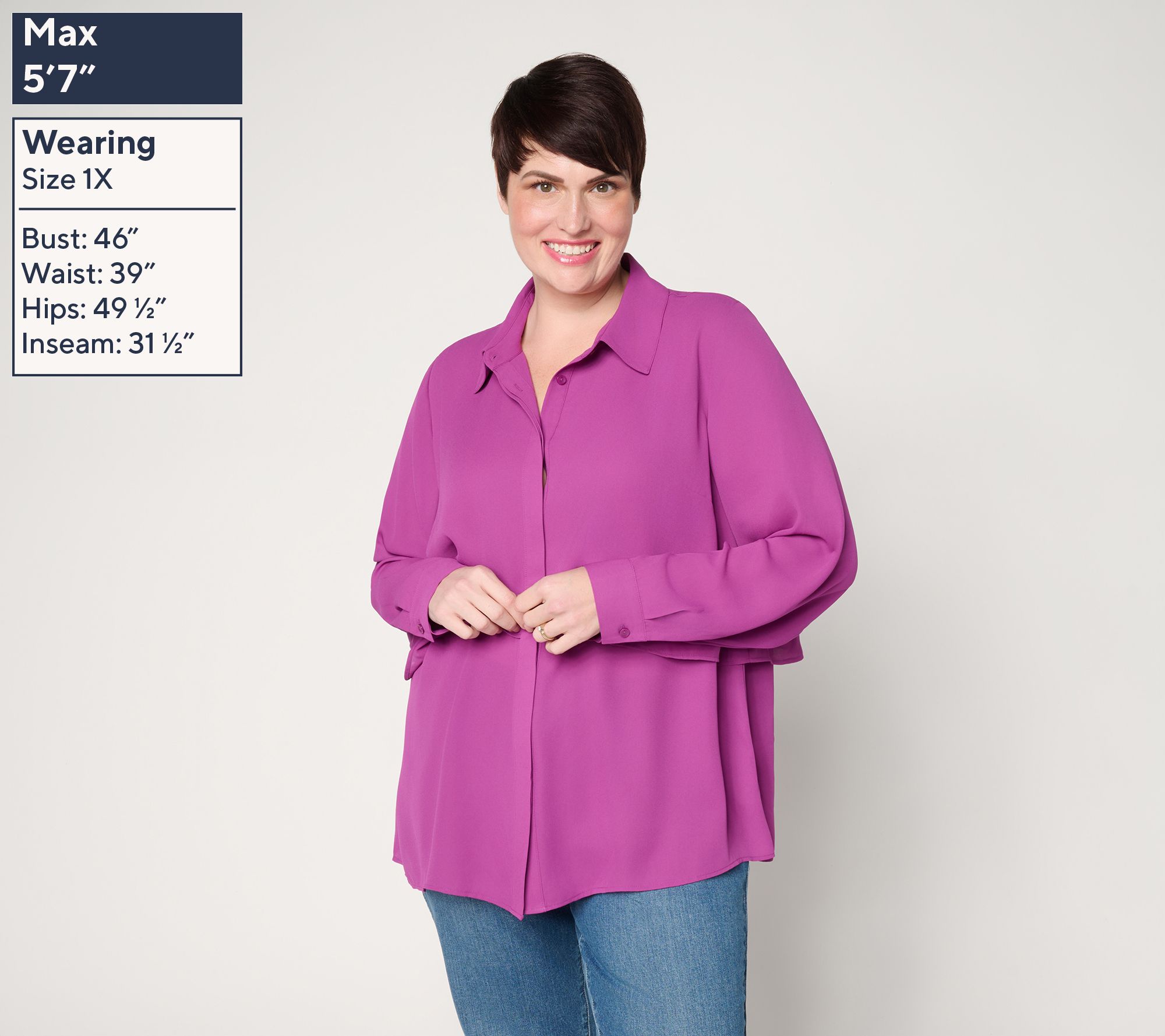 Joan Rivers Georgette Layered Button Front Shirt - QVC.com