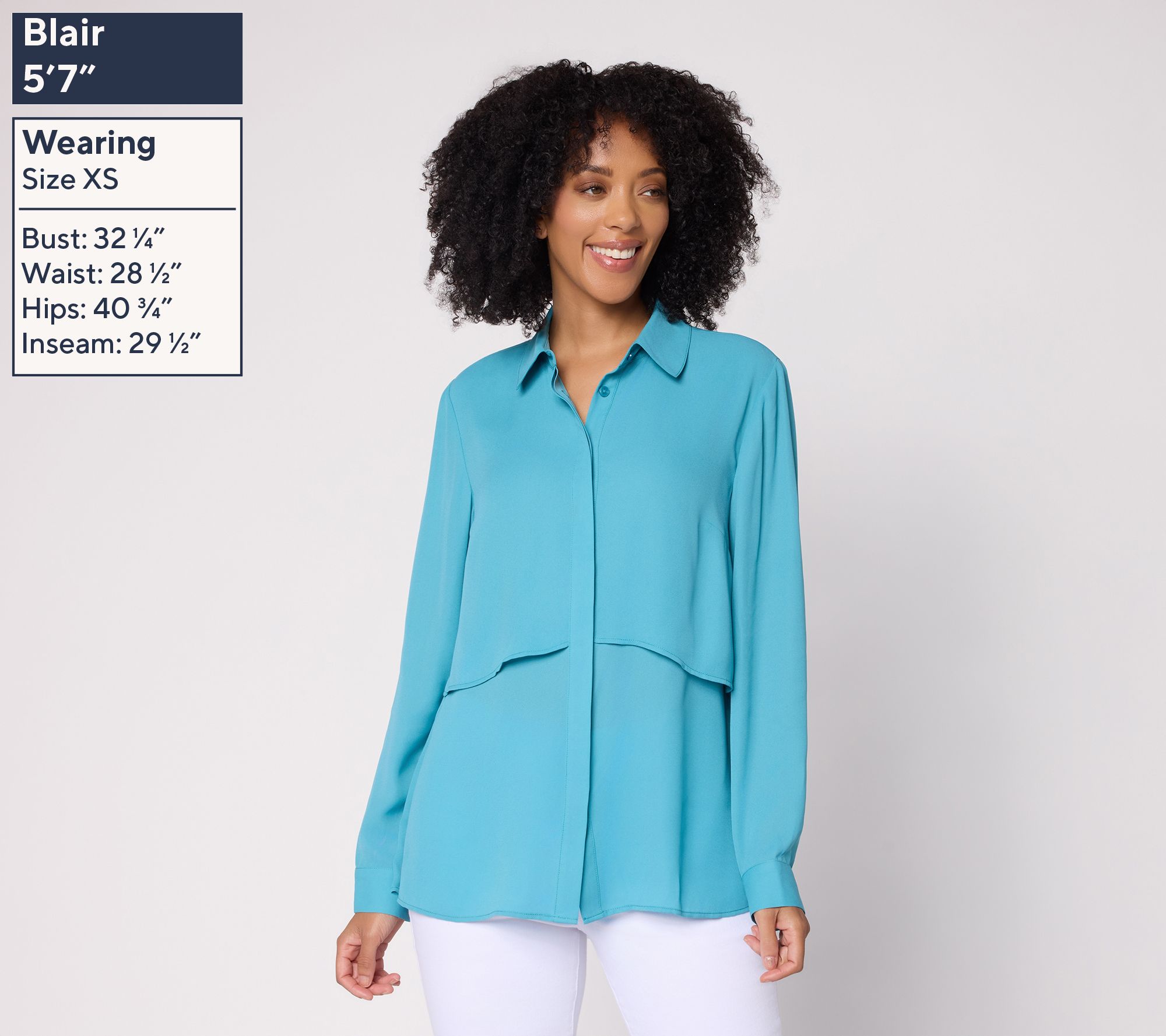 Joan Rivers Georgette Layered Button Front Shirt - QVC.com