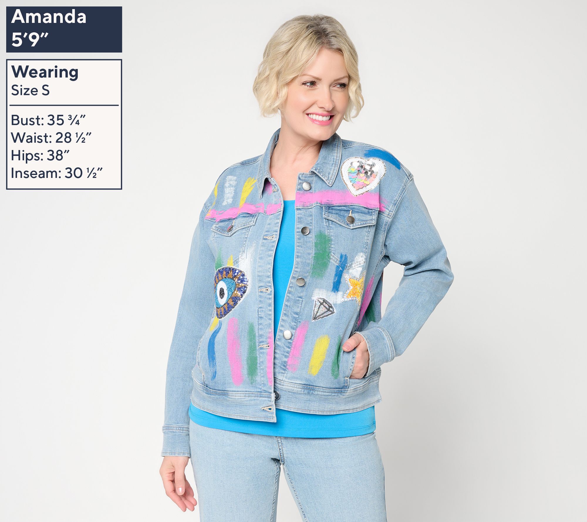 Mally Roncal Rainbow Rhapsody Denim Jacket - QVC.com
