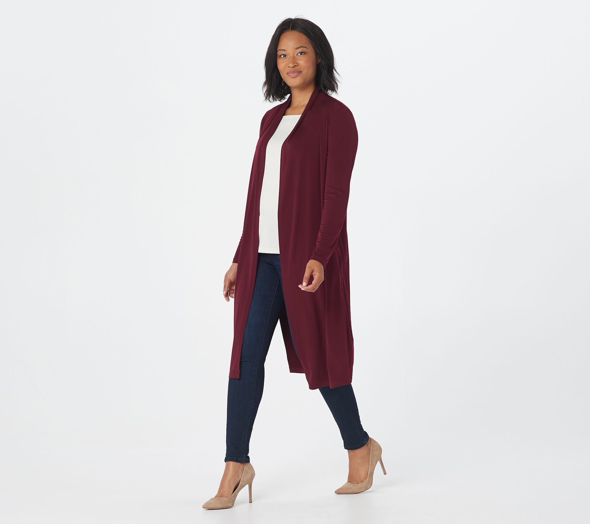 Every Day by Susan Graver Liquid Knit Open-Front Duster Cardigan - QVC.com