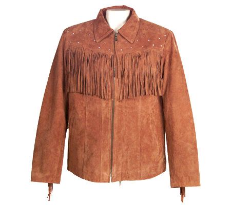 Quacker Factory Suede Western Jacket with Fringe - QVC.com