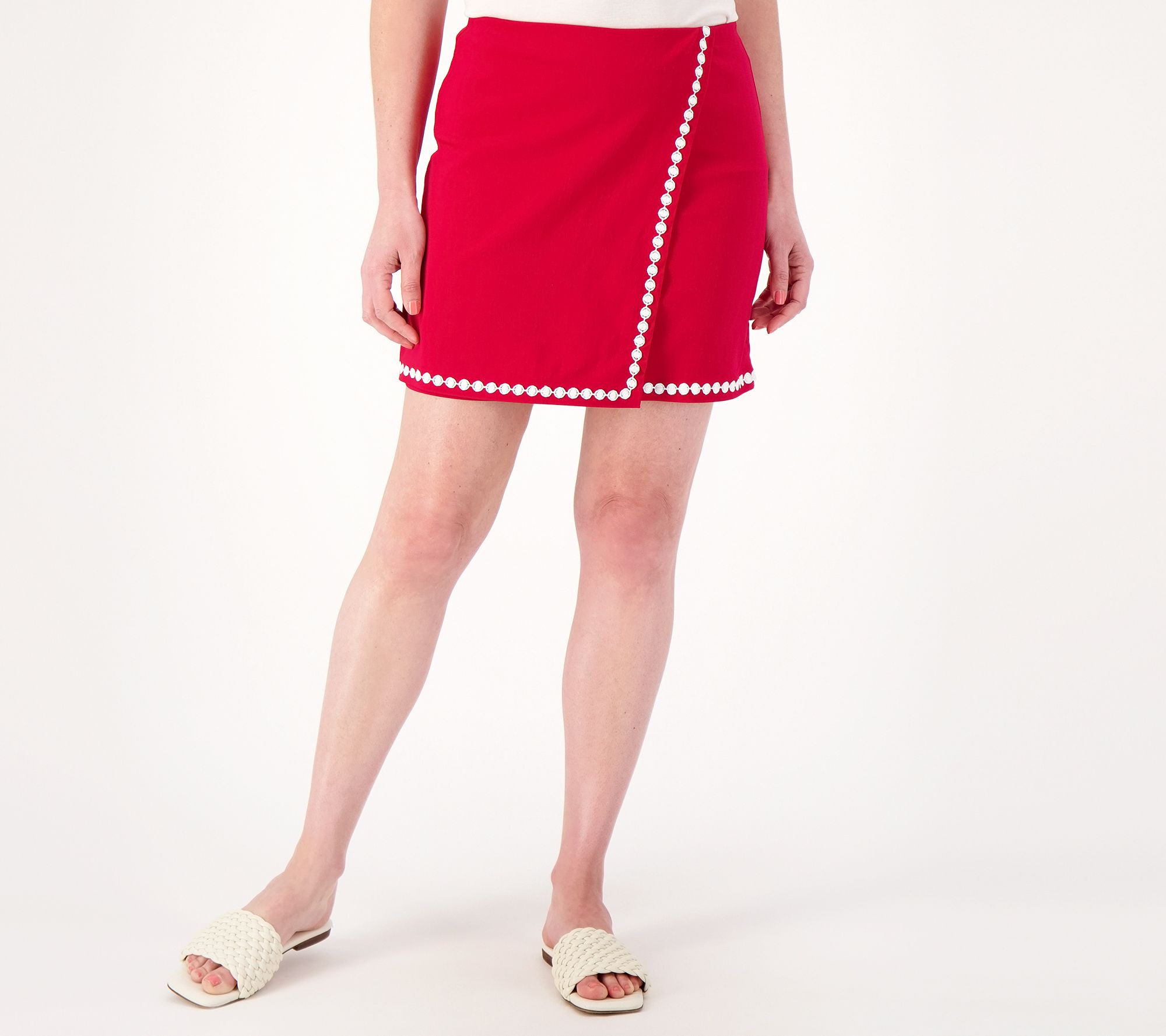 "As Is" Belle Beach by Kim Gravel Ric Rac Trim Stretch Woven Skort ...