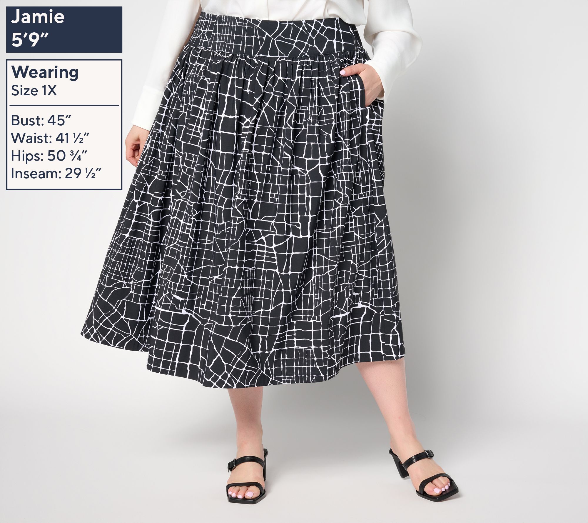 Me by Jennie Garth Regular Printed City Map Midi Skirt - QVC.com