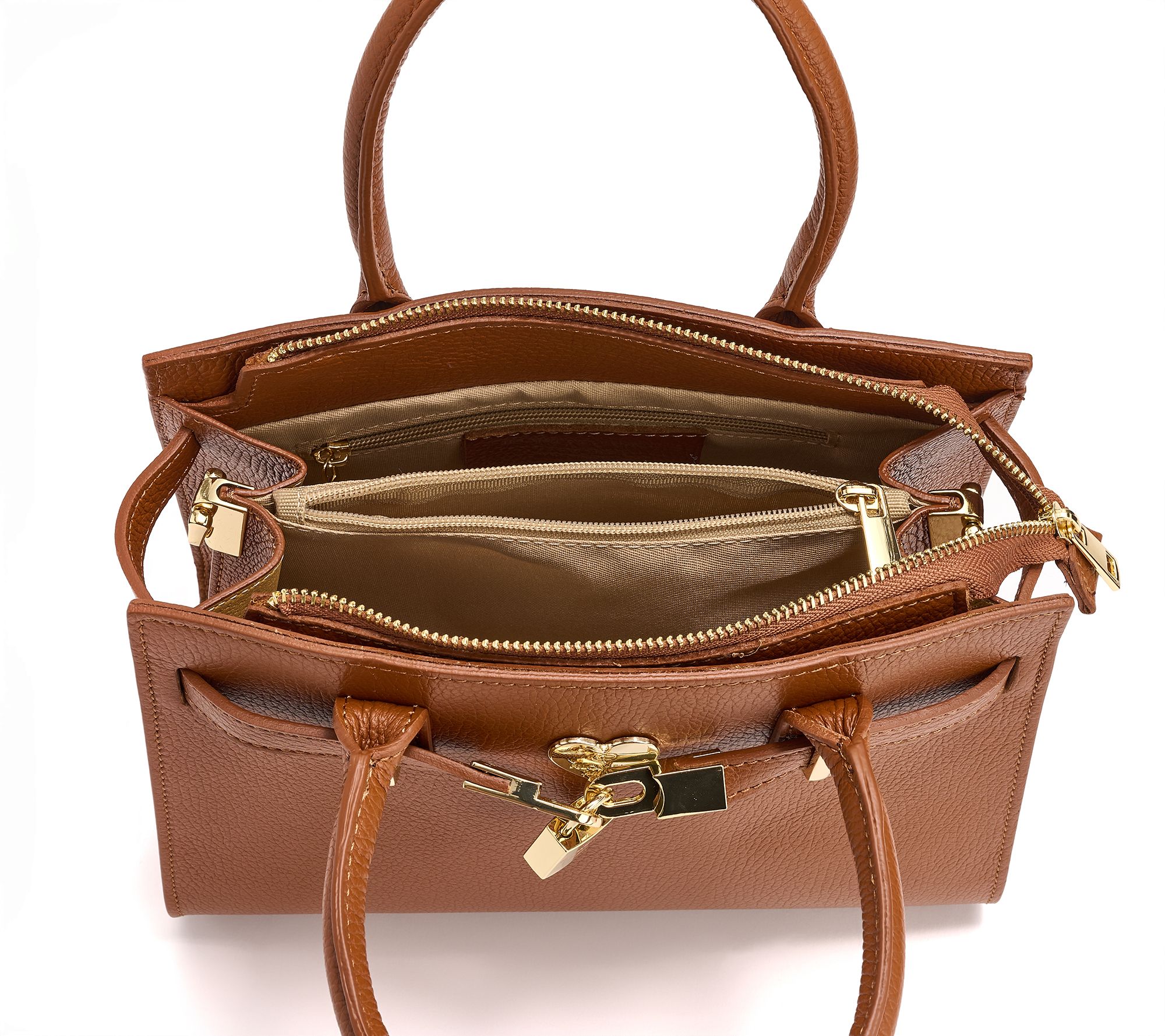 Filomena Amore Lady Manhattan Leather Satchel with Crossbody Strap ...