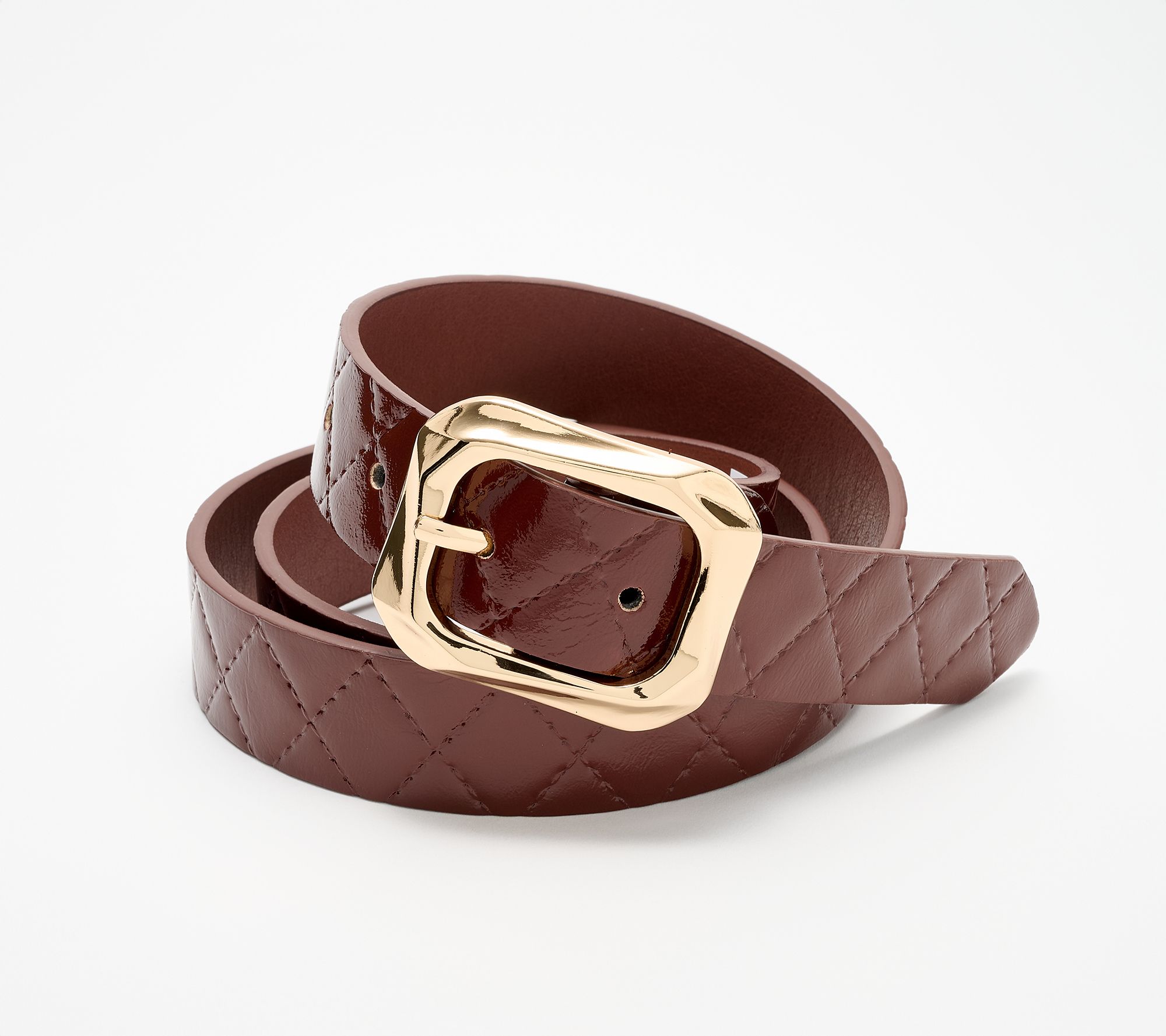 Susan Graver Faux Patent Leather Quilted Belt - QVC.com