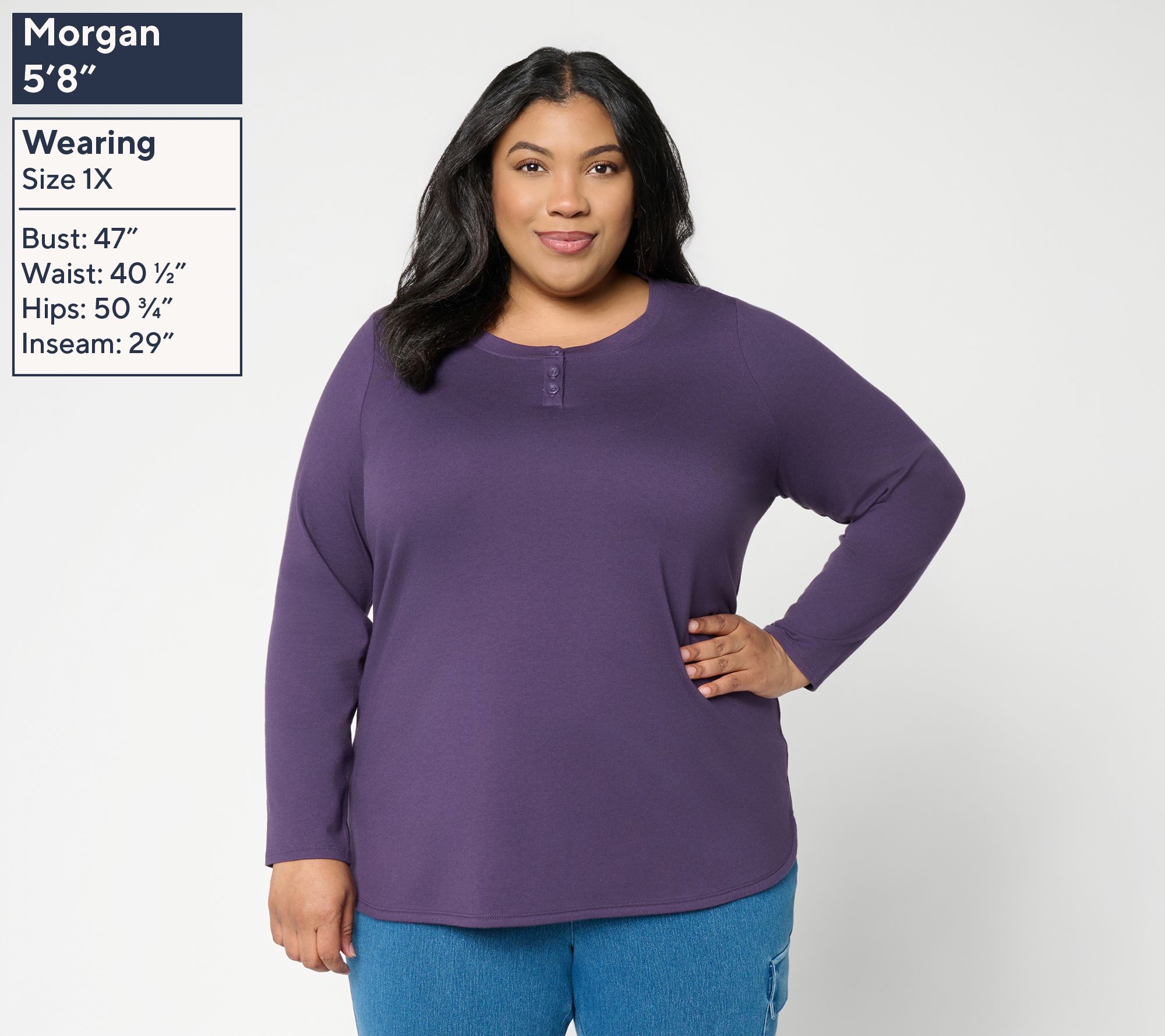 Denim & Co. Essentials Perfect Jersey Henley Tunic - QVC.com
