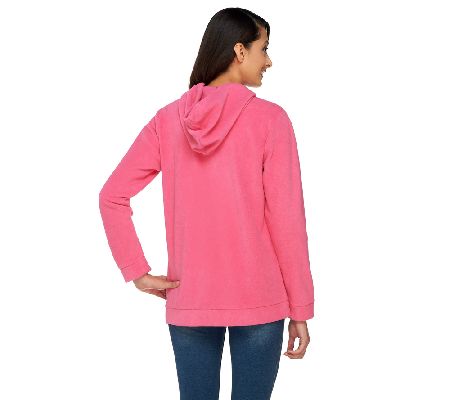 "As Is" Quacker Factory Fleece Hoodie with Rhinestone Zipper - QVC.com