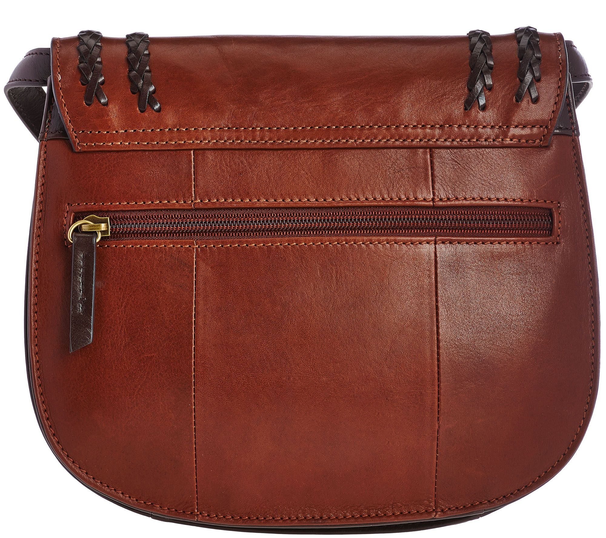 "As Is" Tignanello Vintage Leather RFID Saddle_Bag - QVC.com