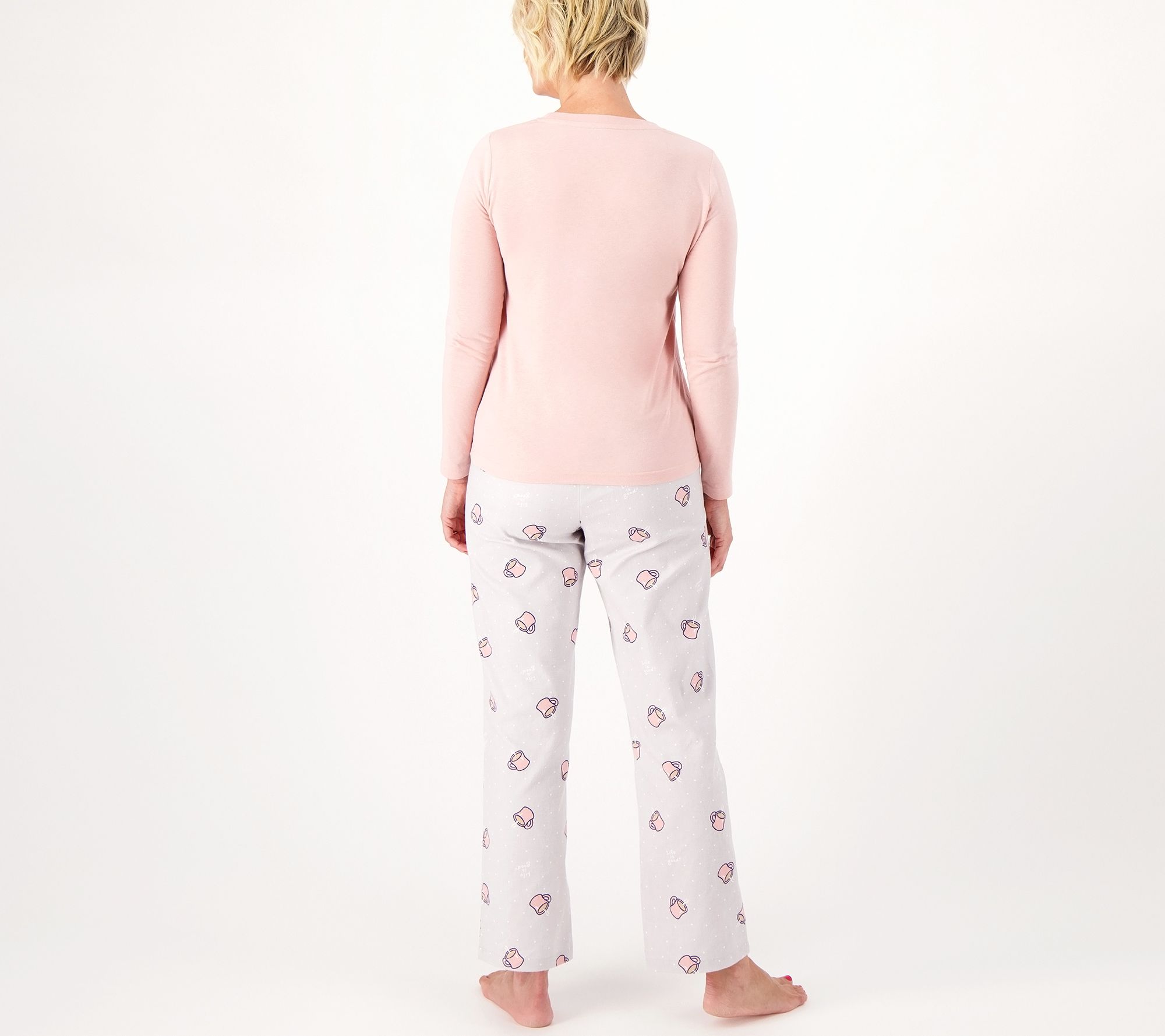 "As Is" Life is Good Cotton Top and Flannel Pants Pajama Set - QVC.com