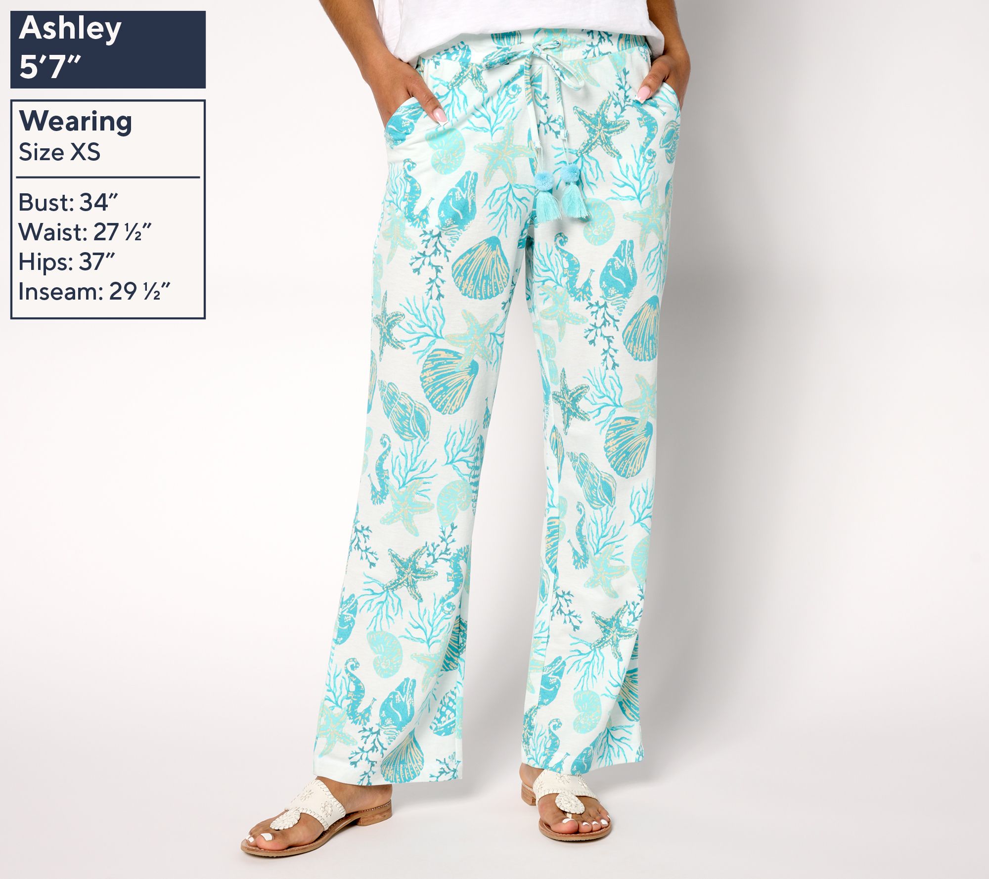 Belle Beach by Kim Gravel Regular Cabana Knit Shell Beach Pants - QVC.com