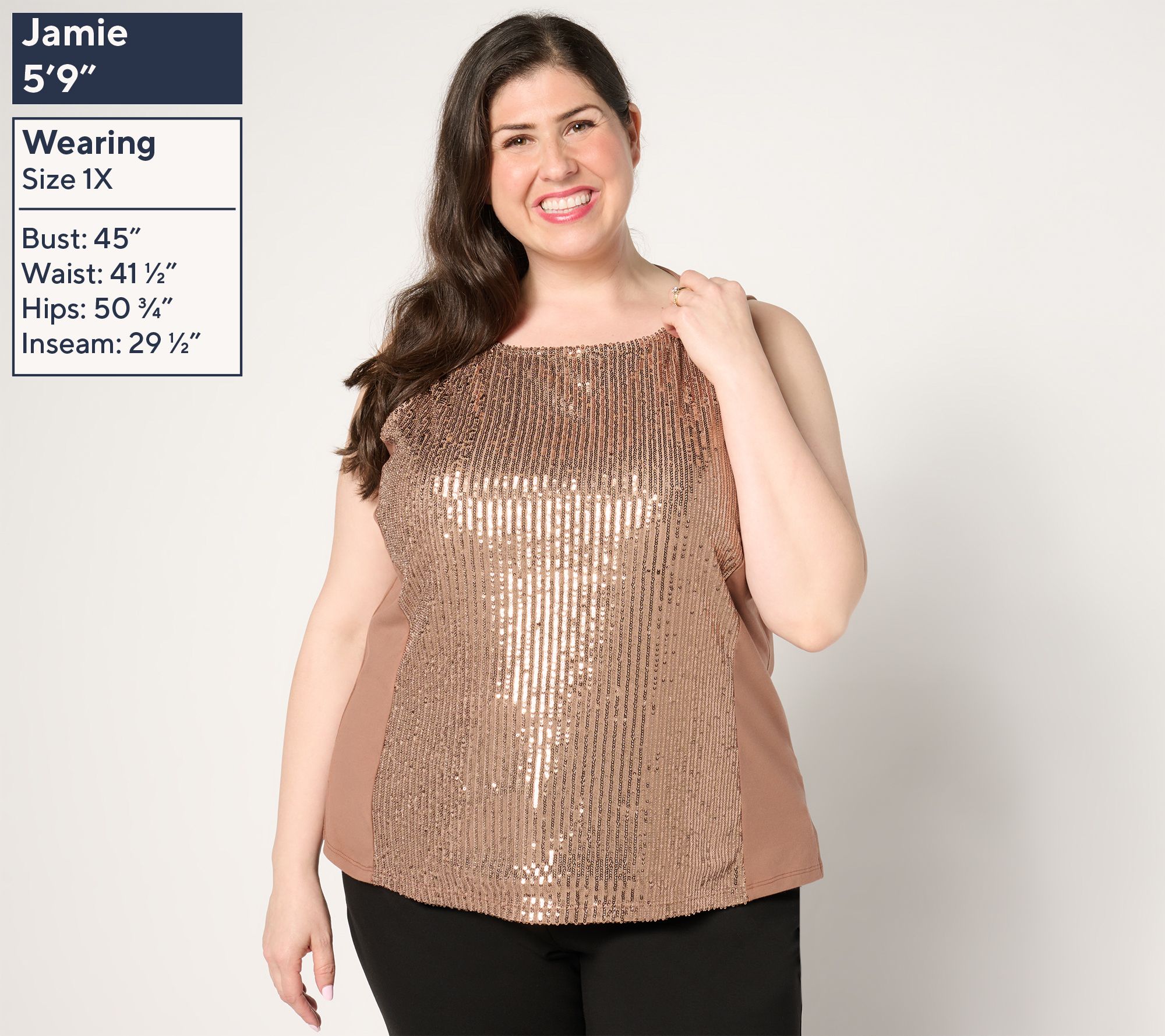 "As Is" Jingle Belles by Kim Gravel Sequin Mesh Knit Back Tank Top ...