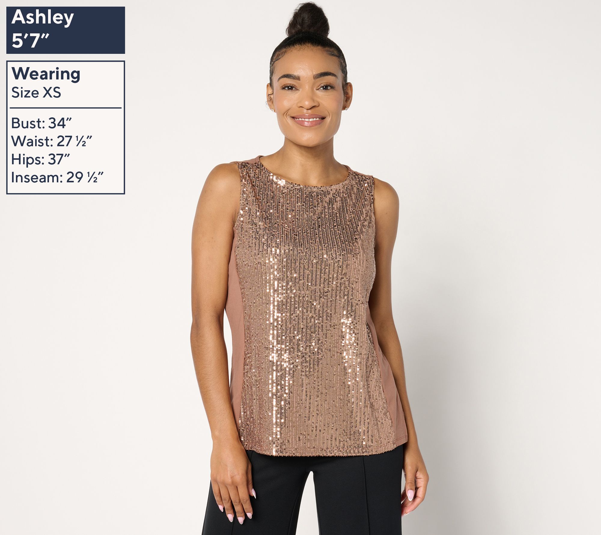 "As Is" Jingle Belles by Kim Gravel Sequin Mesh Knit Back Tank Top ...