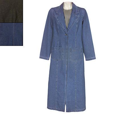 Denim & Co. Fully Lined One Button Long Duster - QVC.com