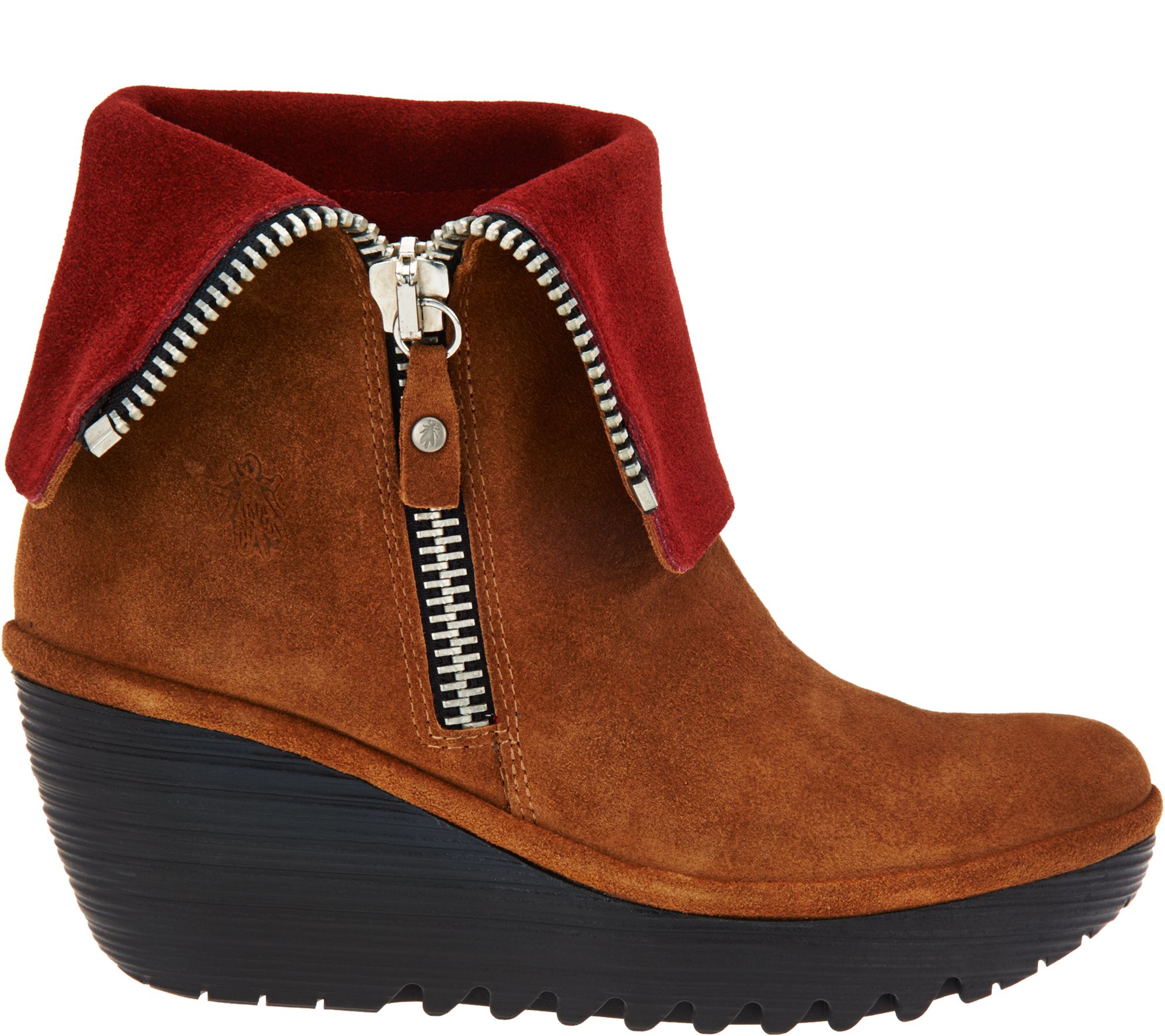 FLY London Suede Foldover Boots with Size Zip - Yex - QVC.com
