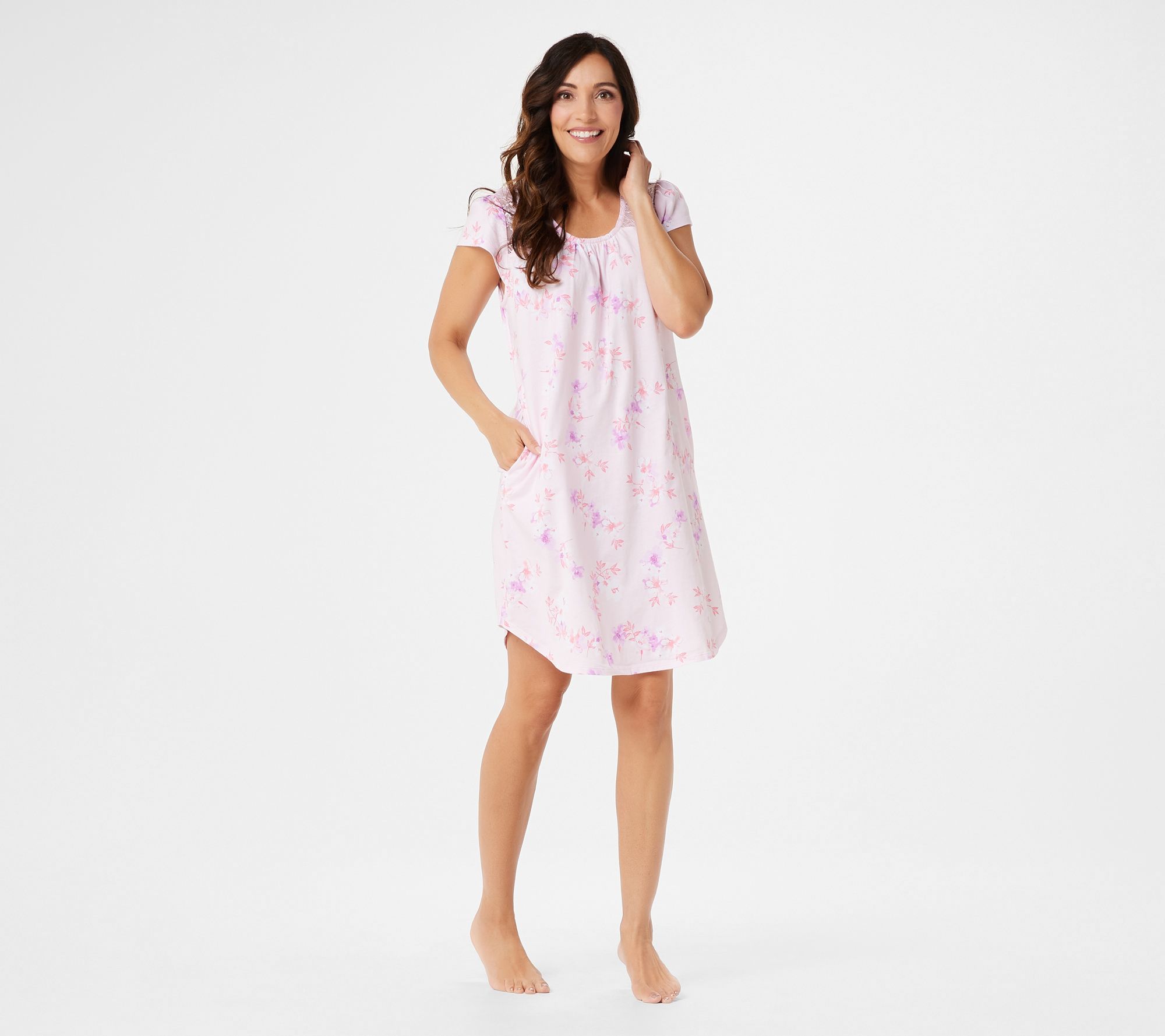 "As Is" Carole Hochman Dream Floral Cotton Jersey Sleepshirt - QVC.com