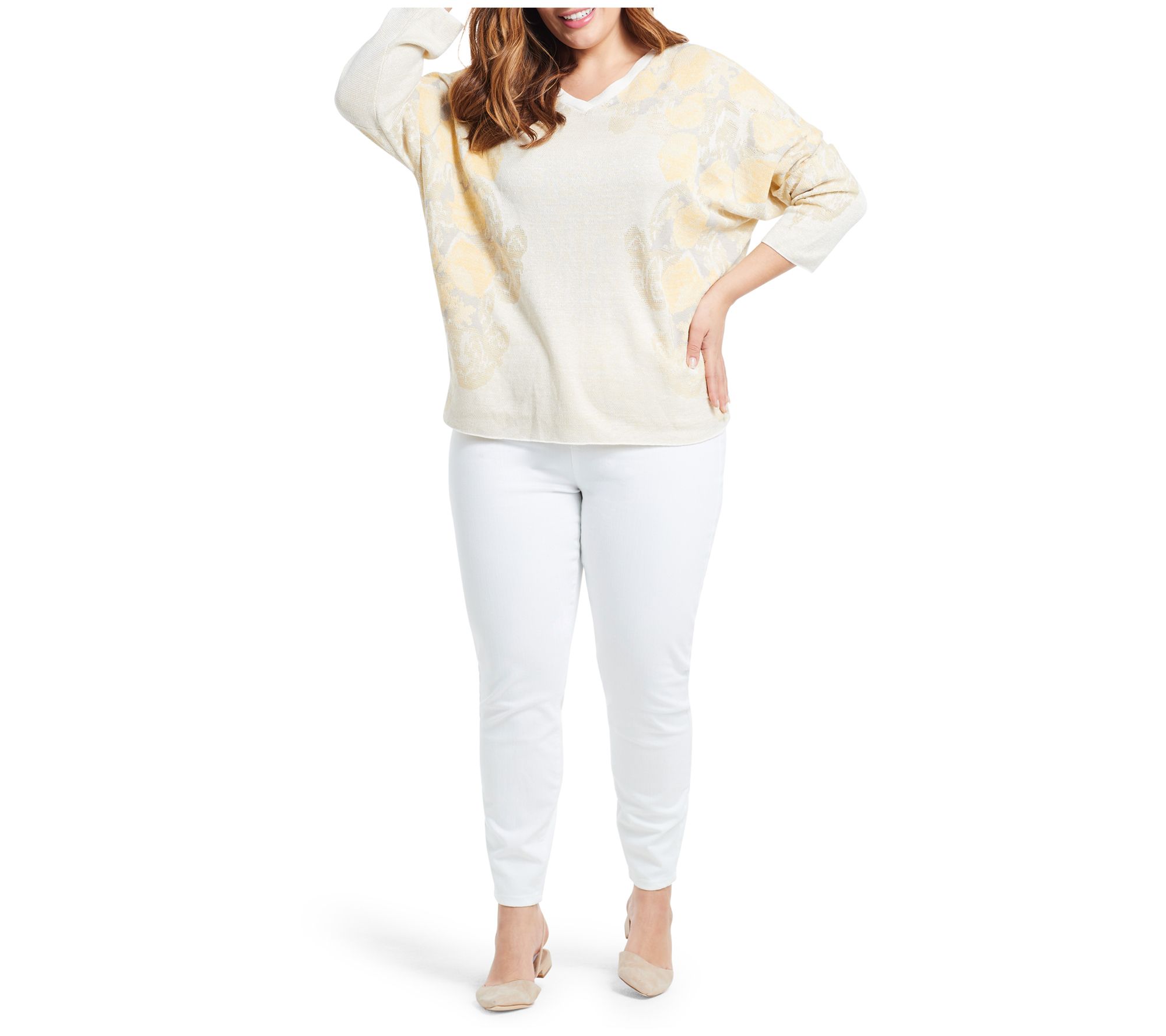 NIC+ZOE Plus Size Lemons Reversible Sweater - QVC.com