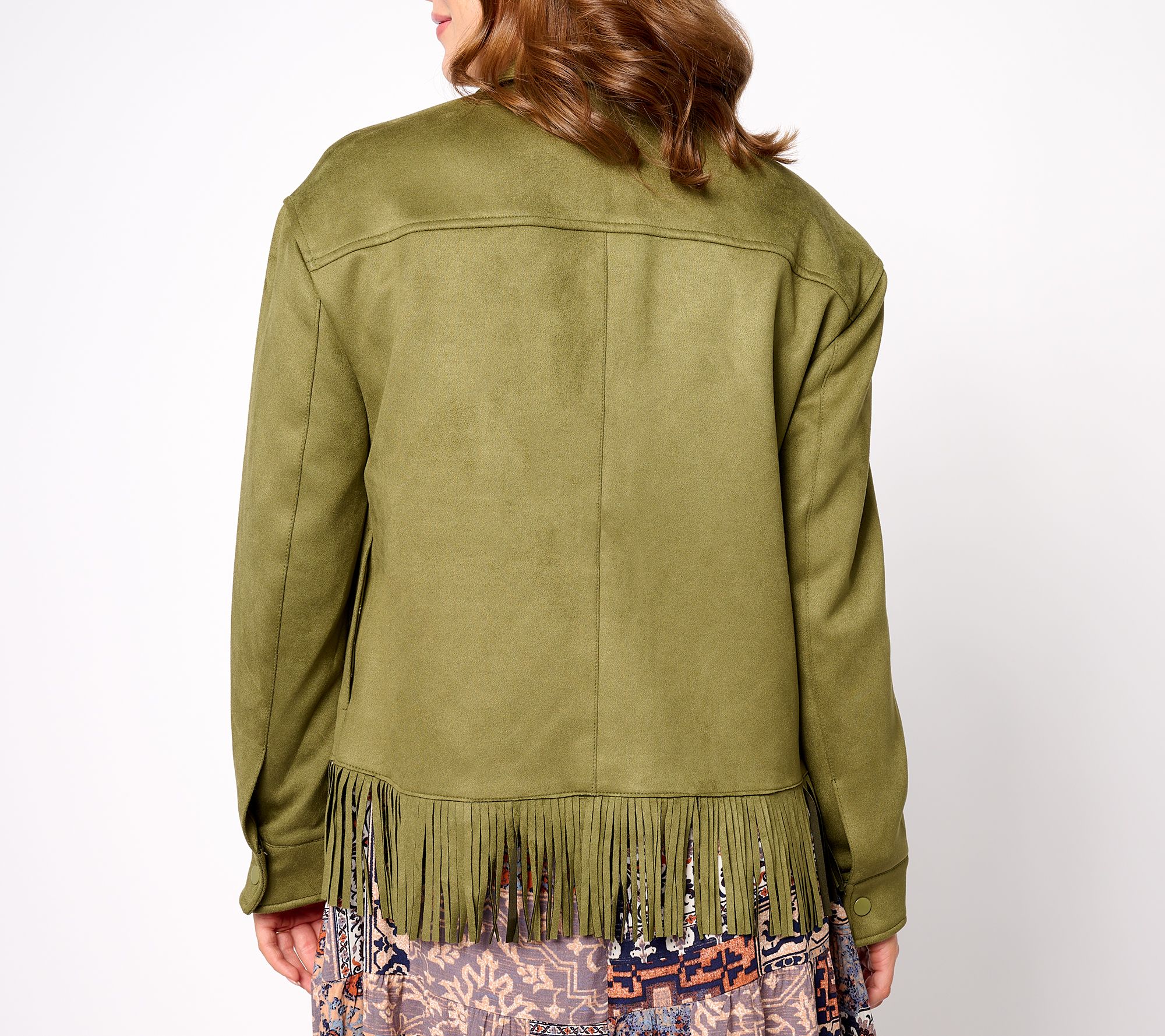 "As Is" Canyon Retreat Faux Suede Jacket w/ Fringe - QVC.com