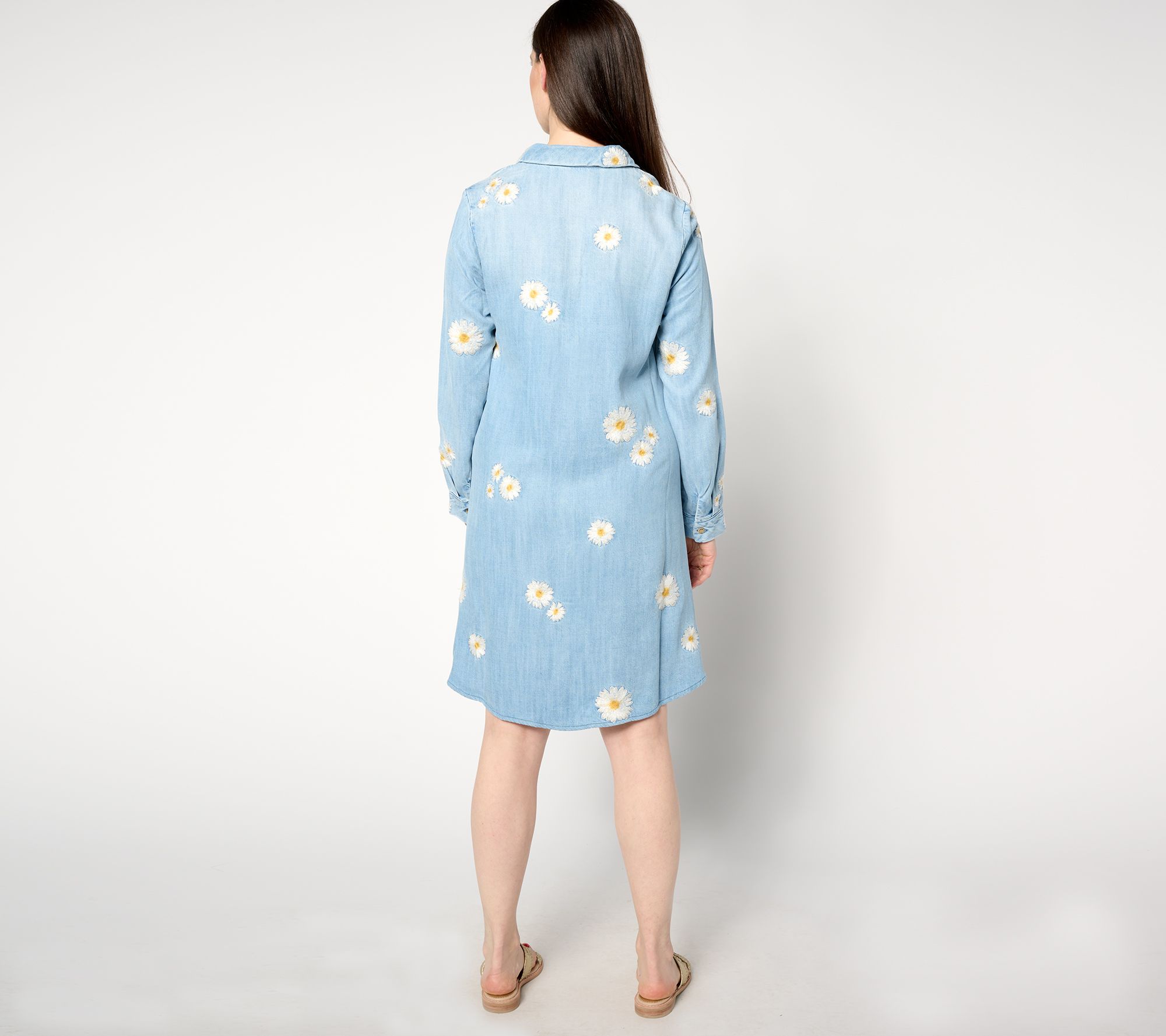 Driftwood Jeans Scottie Long Sleeve Tencel Dress -Daisy Daydream - QVC.com