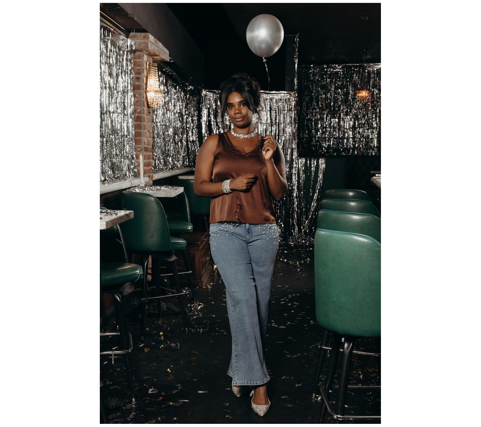 Me by Jennie Garth Wide Leg Jean with Pearl Detail - QVC.com