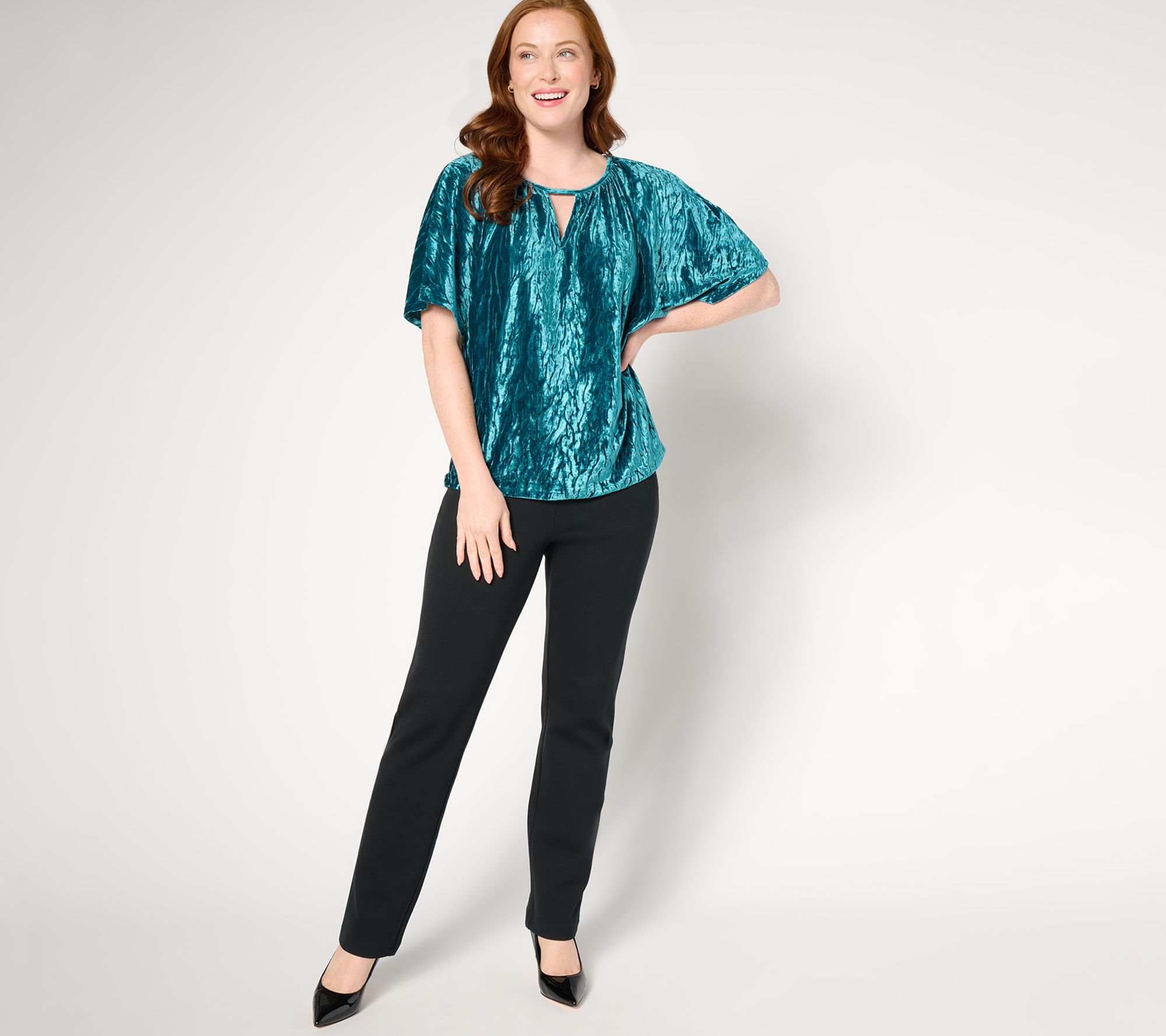 "As Is" BEAUTIFUL by Lawrence Zarian Crinkle Velvet Top - QVC.com