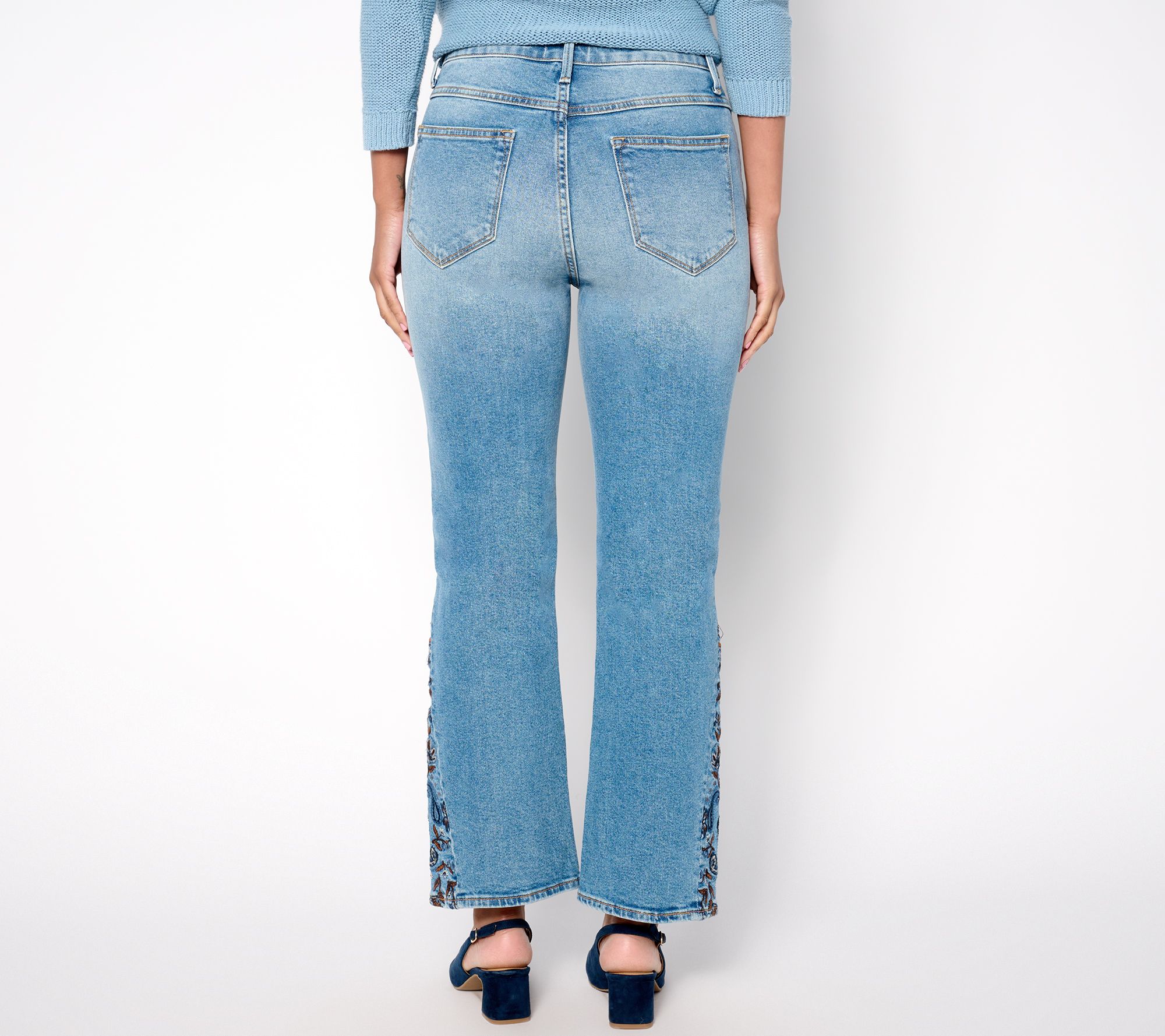 "As Is" Driftwood Jeans Clara Ankle Flare Leg Jean- Moody Paisley - QVC.com