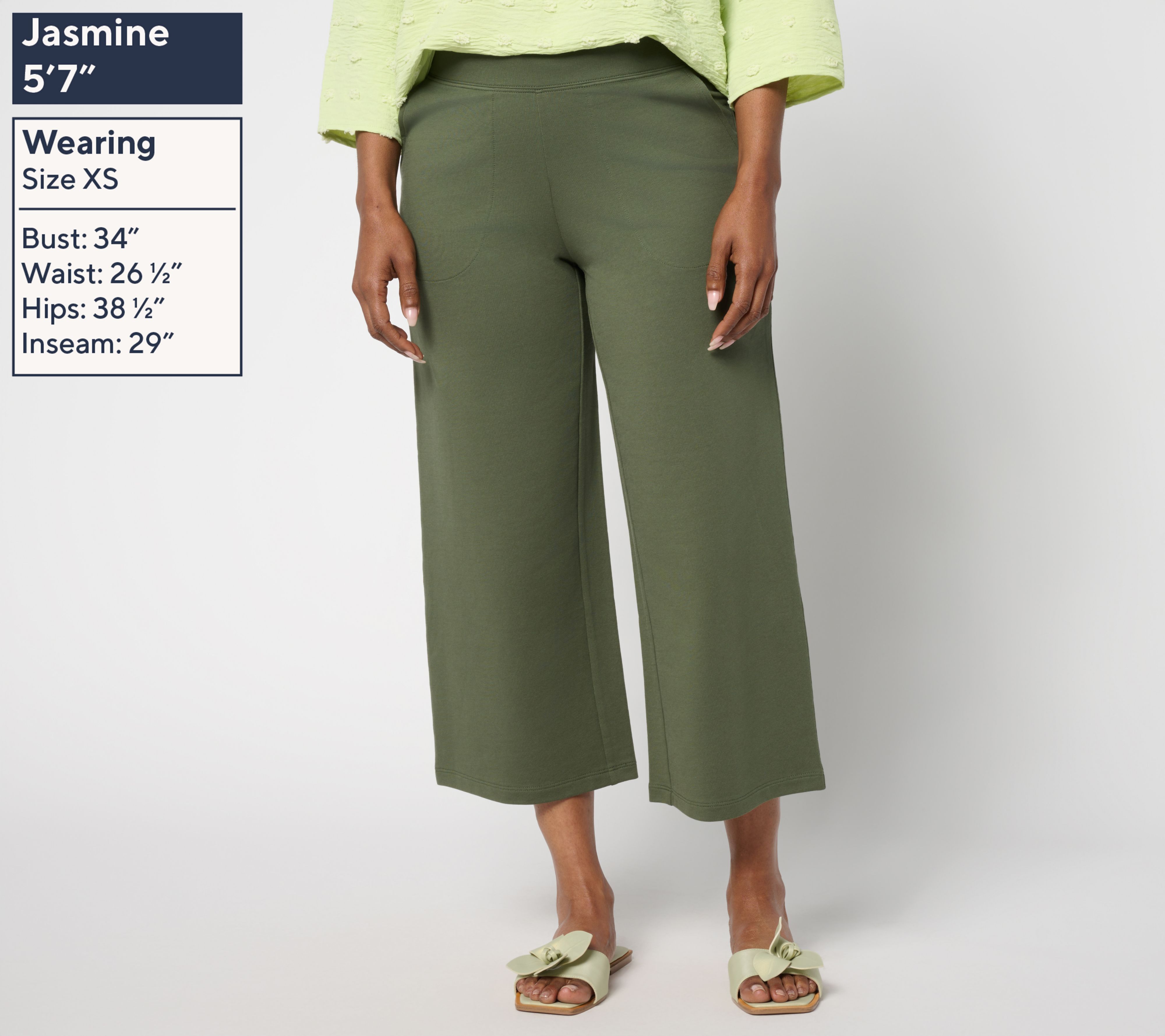 "As Is" Denim & Co. Regular EasyWear French Terry Crop Pant - QVC.com