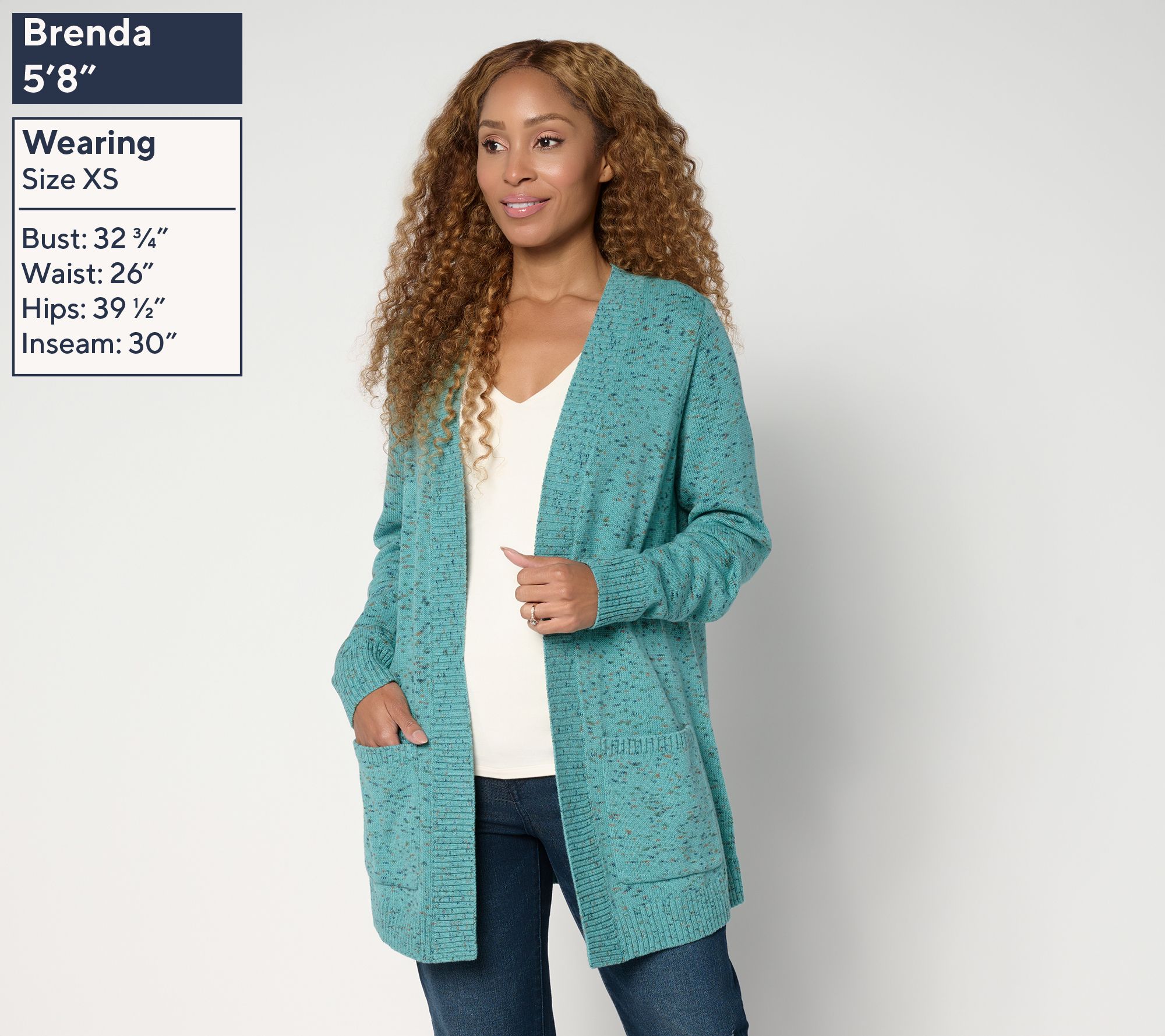 "As Is" Belle by Kim Gravel Confetti Open Front Cardigan - QVC.com