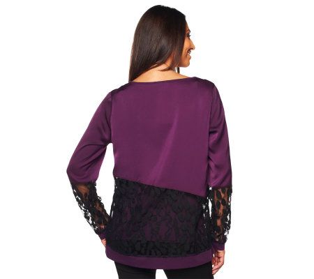 Jennifer Hudson Collection Mixed Media Top with Tank - QVC.com