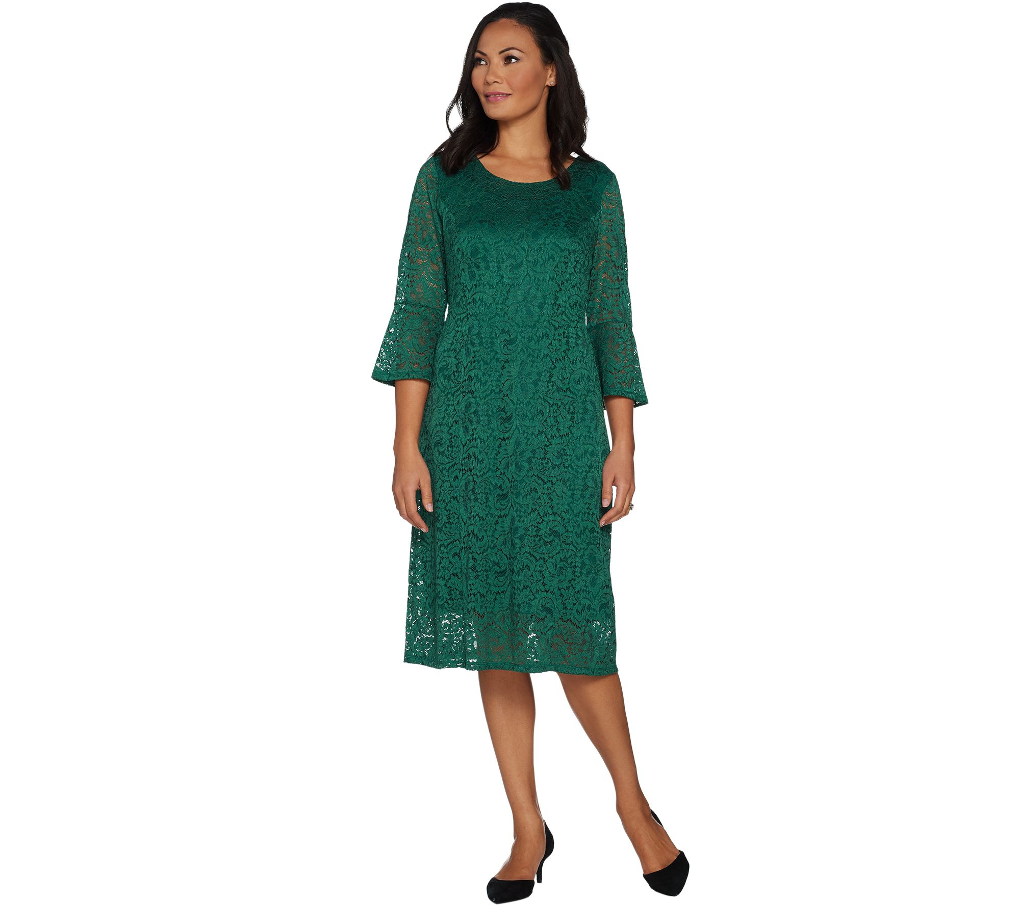 Dennis Basso Stretch Lace Fit And Flare Dress