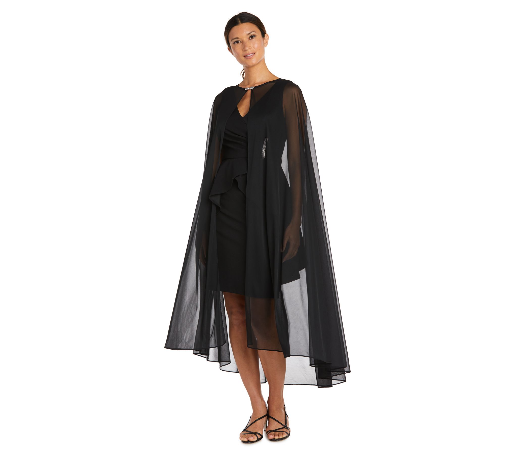 R&M Richards Chiffon Cape with Rhinestone Clasp - QVC.com
