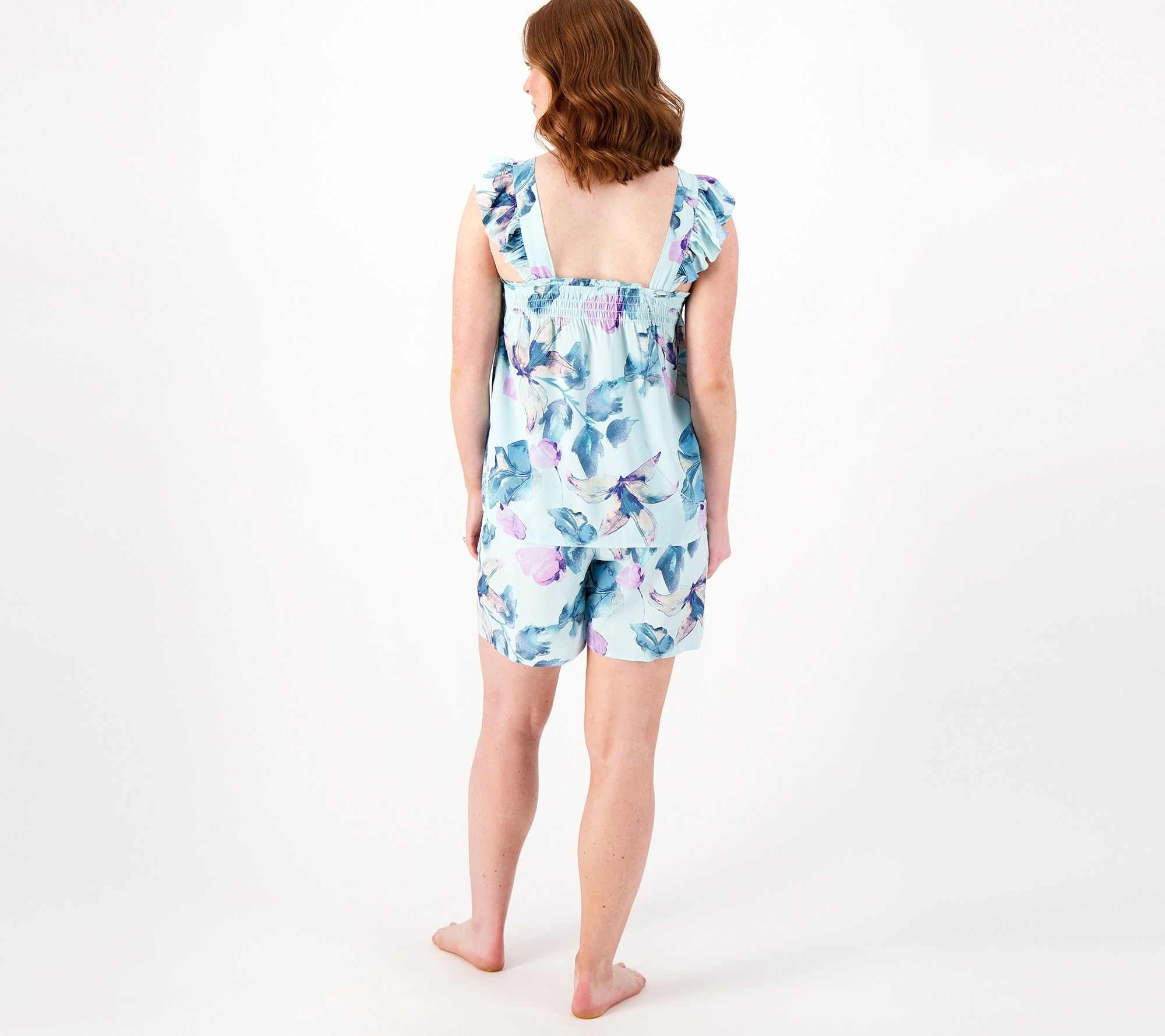 "As Is" Breezies Lounge Simple Breeze Flutter Sleeve PJ Short Set - QVC.com