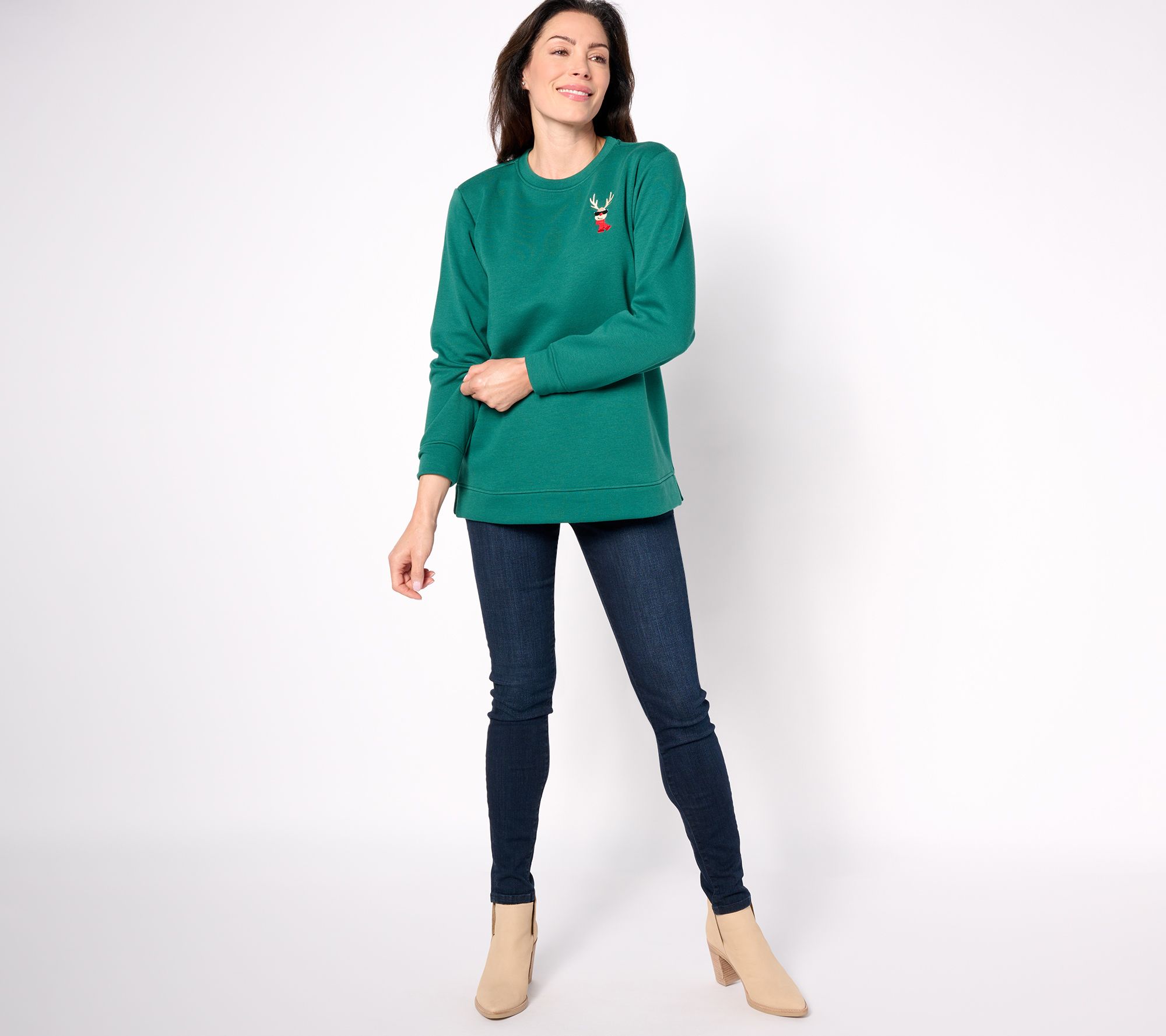 "As Is" Studio Park x Alberti Popaj Women's Holiday Sweatshirt - QVC.com