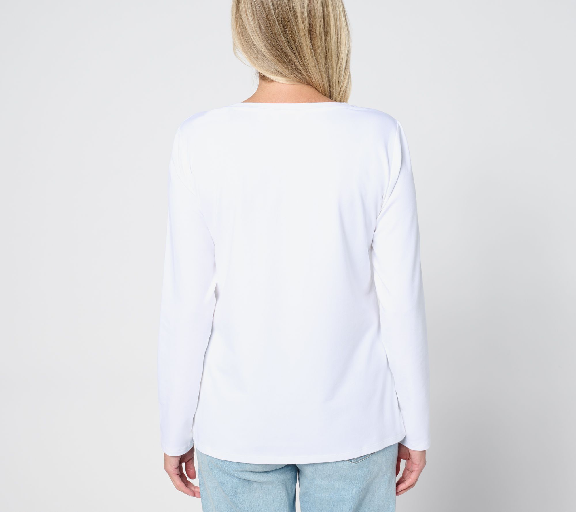"As Is" Over 50 and Fabulous Round Neck Long - Sleeve Graphic Top - QVC.com