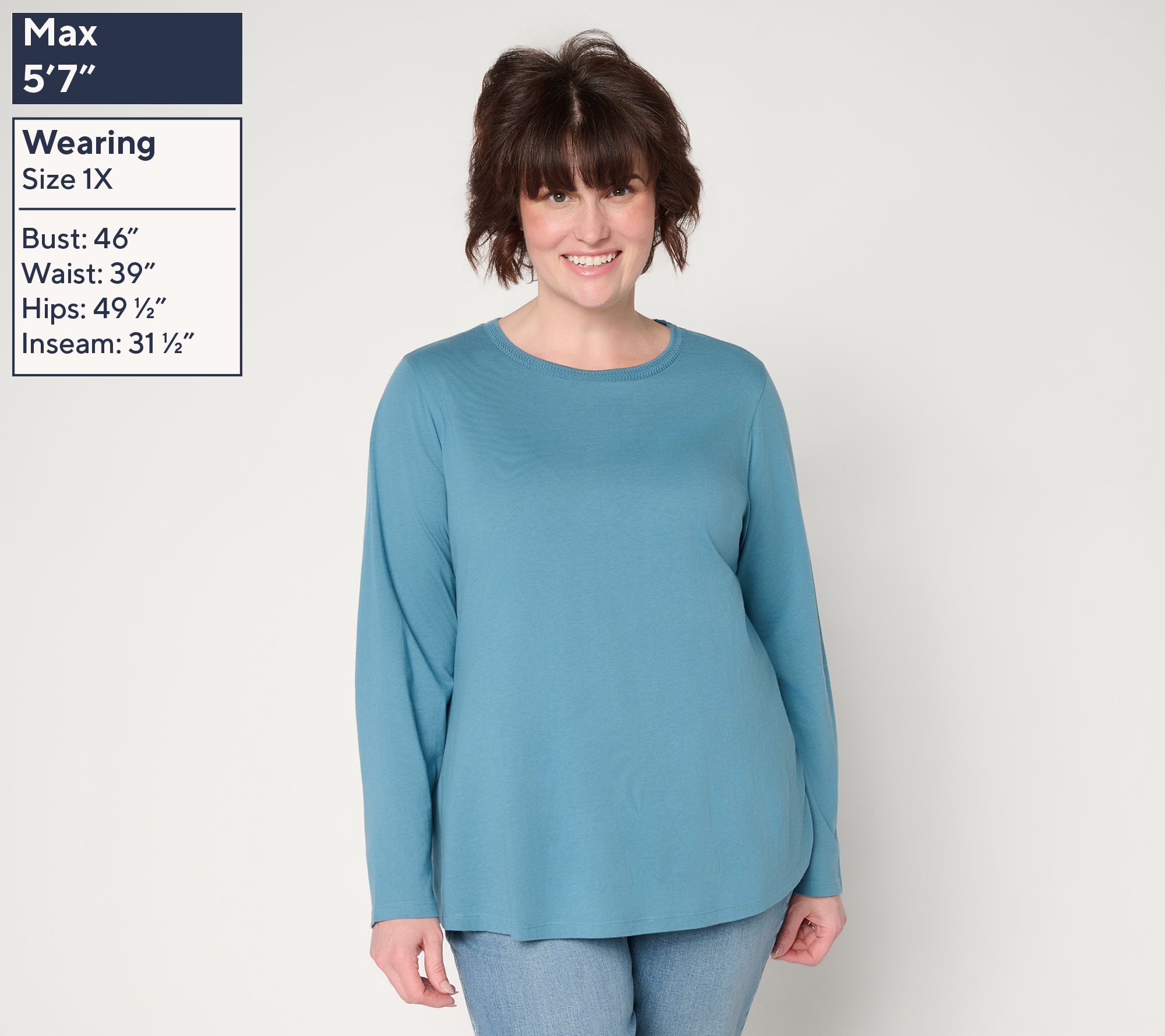 "As Is" LOGO Principles by Lori Goldstein Neck Detail Long Sleeve Top ...