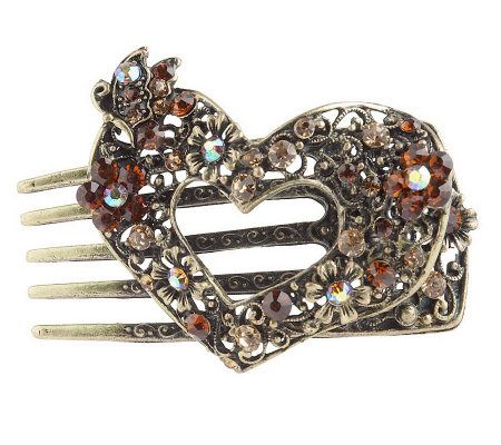 Kelli Kouri Crystal Heart Hair Clip - QVC.com