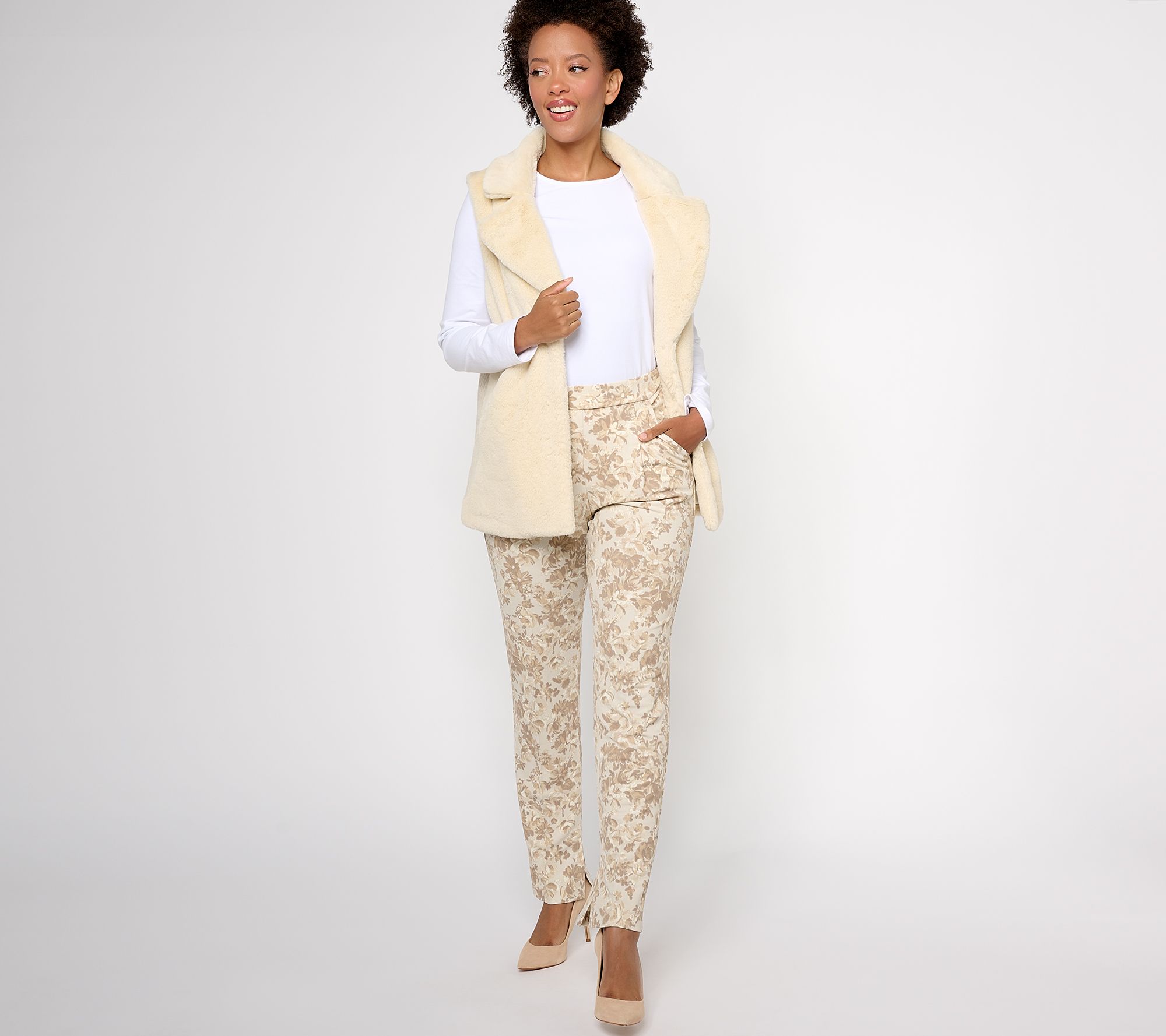 Isaac Mizrahi Live! Petite Printed Pebble Knit Straight Leg Pants - QVC.com