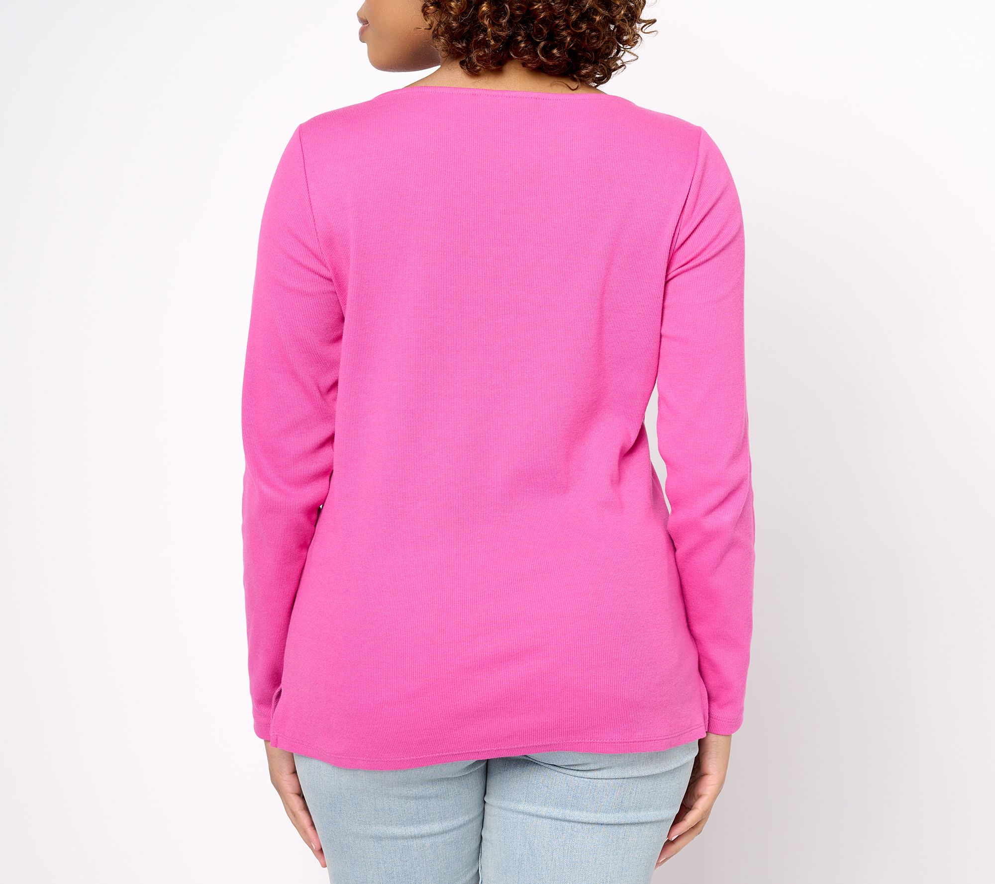 Belle by Kim Gravel Ribbed Baby Bateau Long Sleeve Top - QVC.com