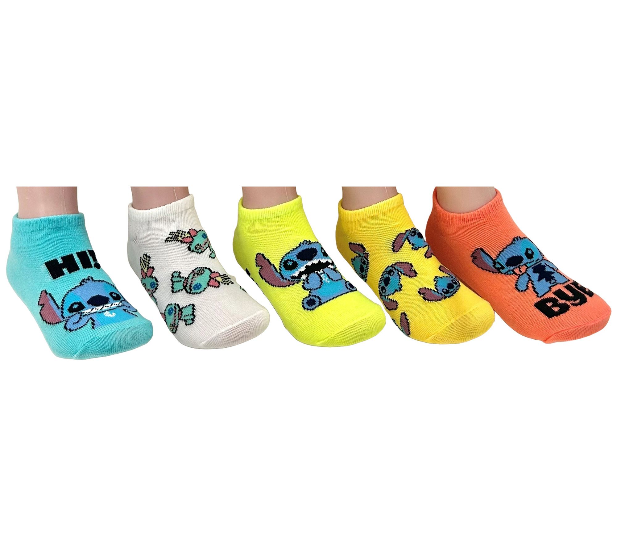 Disney Girl's Stitch No-Show Character Sock Set- 5 Pair - QVC.com